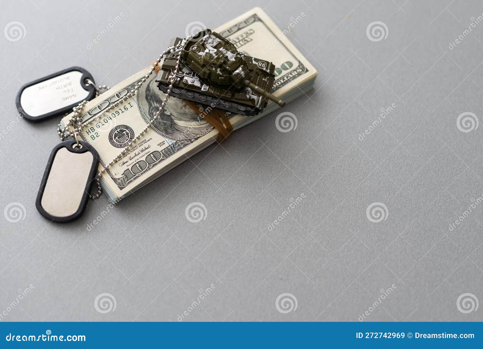 Army Dog Tag Token With 9mm Bullets And Pistol Lie On Folded Camouflage ...