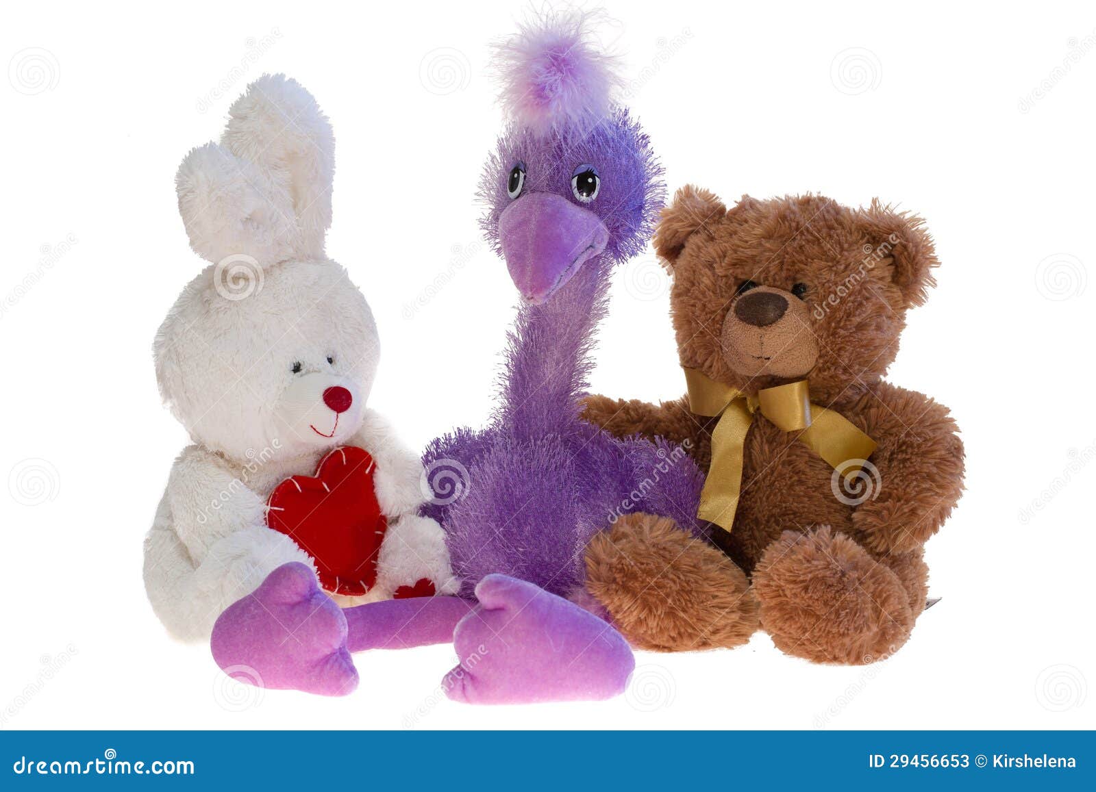 Toy Teddy Bear, Ostrich and Rabbit Together. Stock Image - Image of ...