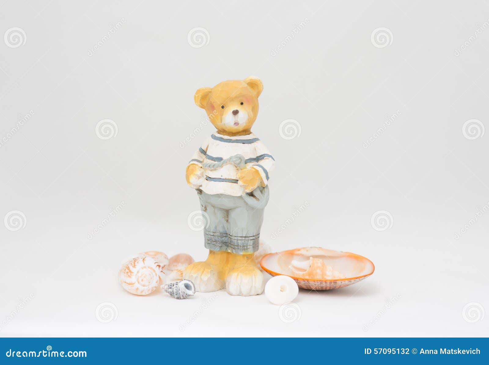 Toy Teddy Bear with Seashells Stock Photo - Image of gray, spring: 57095132