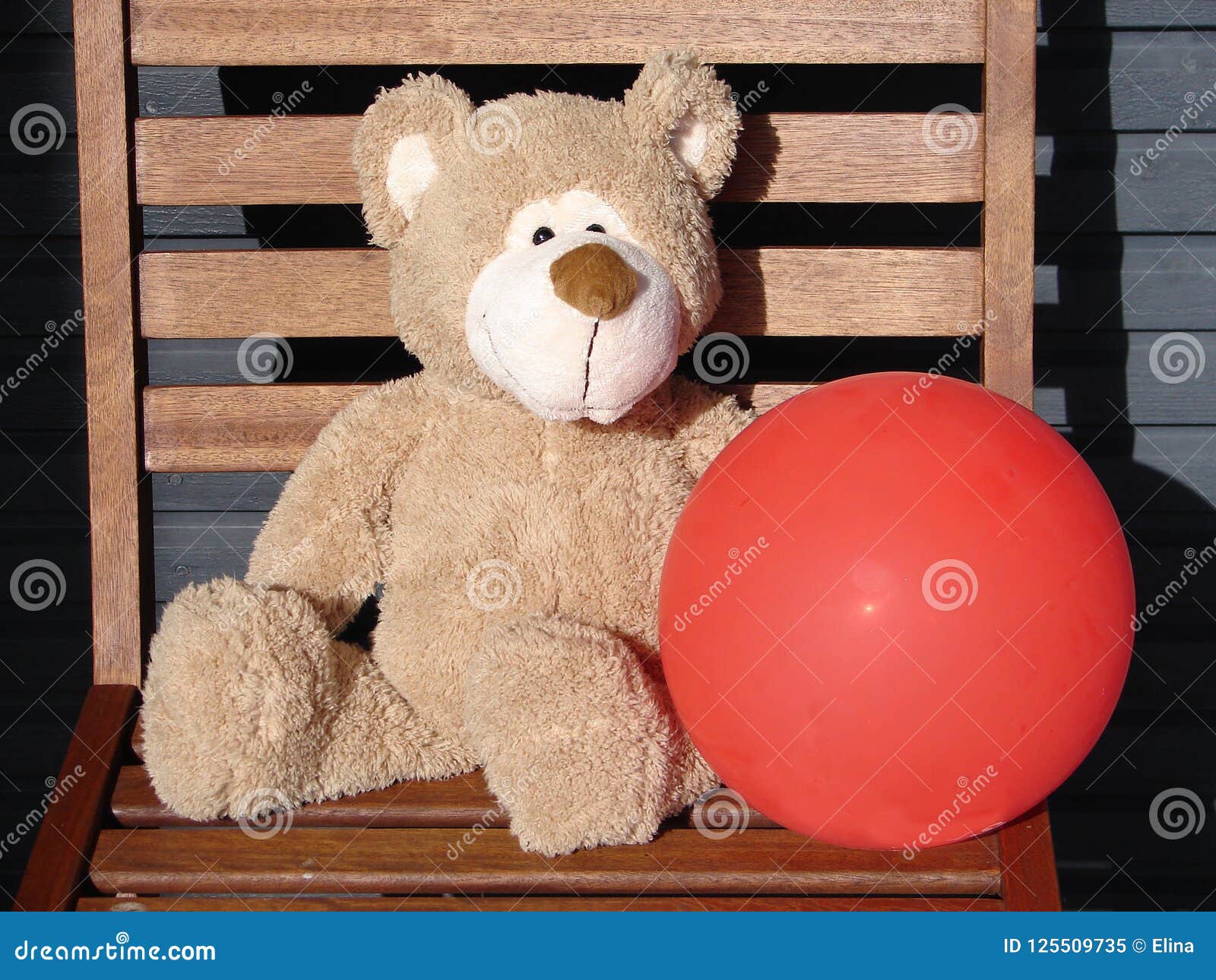 Toy Teddy Bear Holds a Red Balloon Stock Image - Image of holiday ...