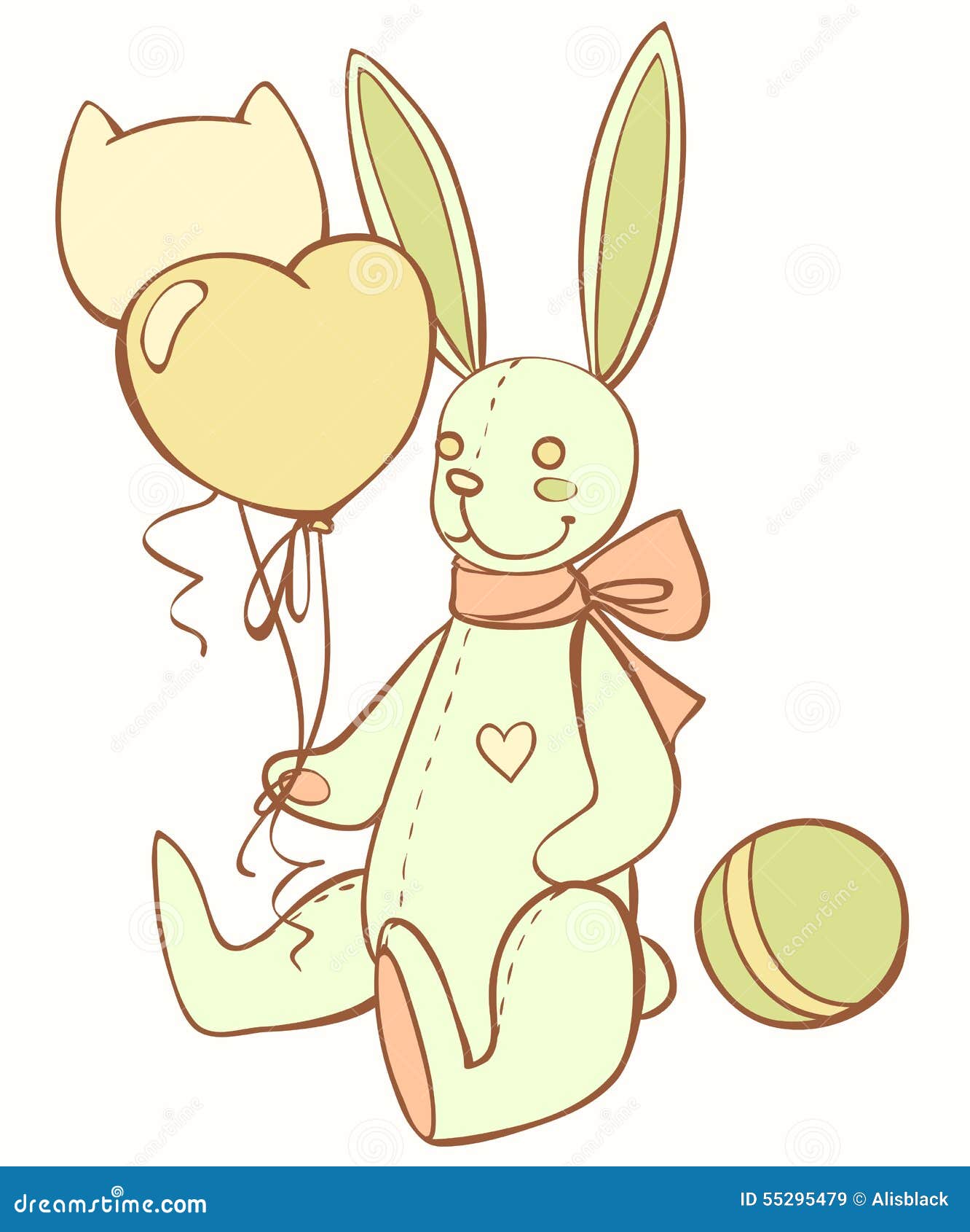 Toy Teddy Bunny with Balloons and Ball Stock Vector - Illustration of ...