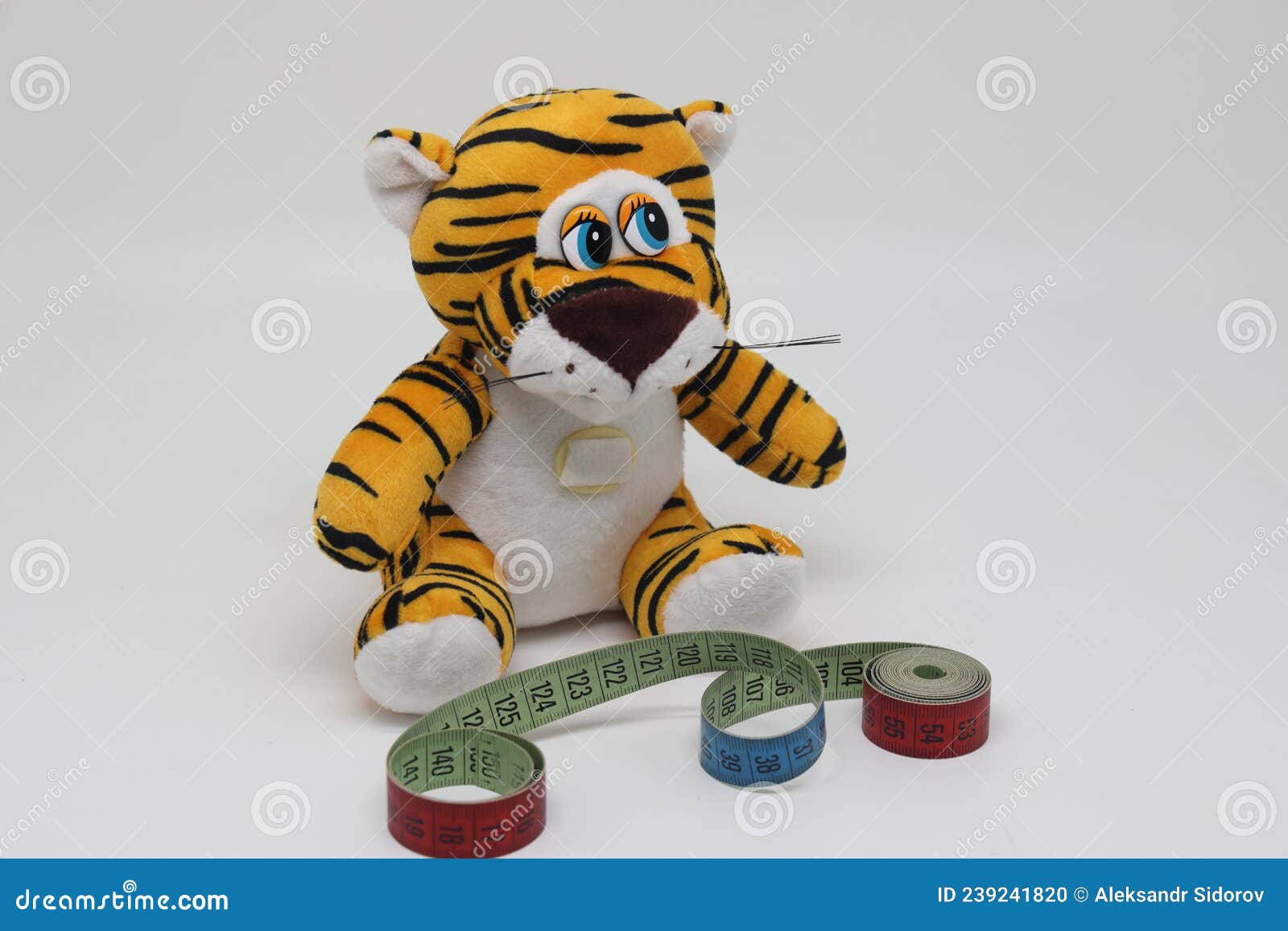A Toy Tiger with a Tailors Measuring Tape Controls Its Weight. Stock ...