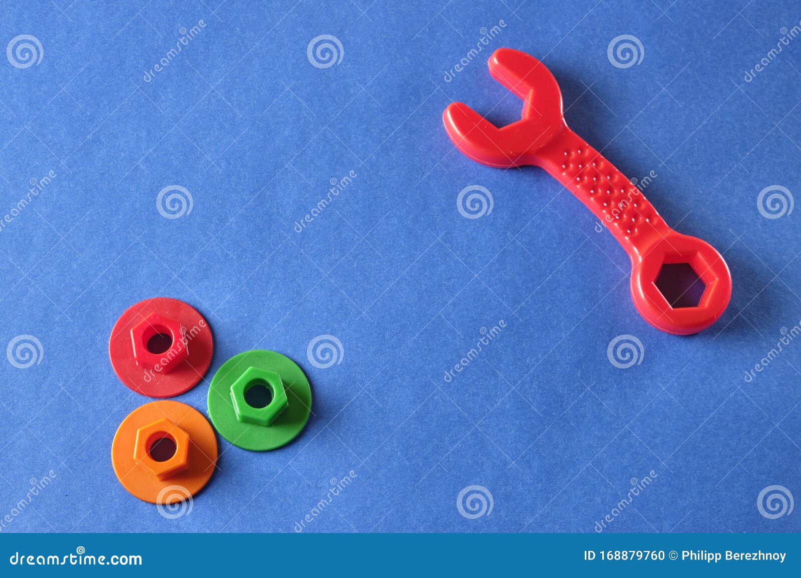 Toy Tools Set at Blue Background with Copy Space Stock Photo - Image of ...