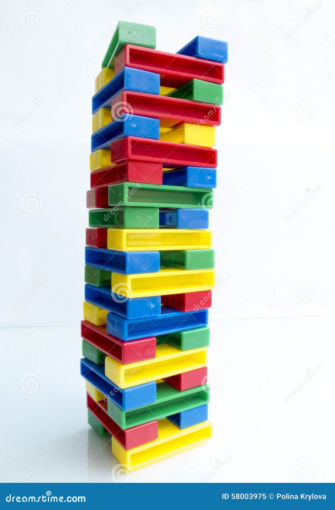 Toy Tower on White Background Stock Image - Image of learn, brick: 58003975