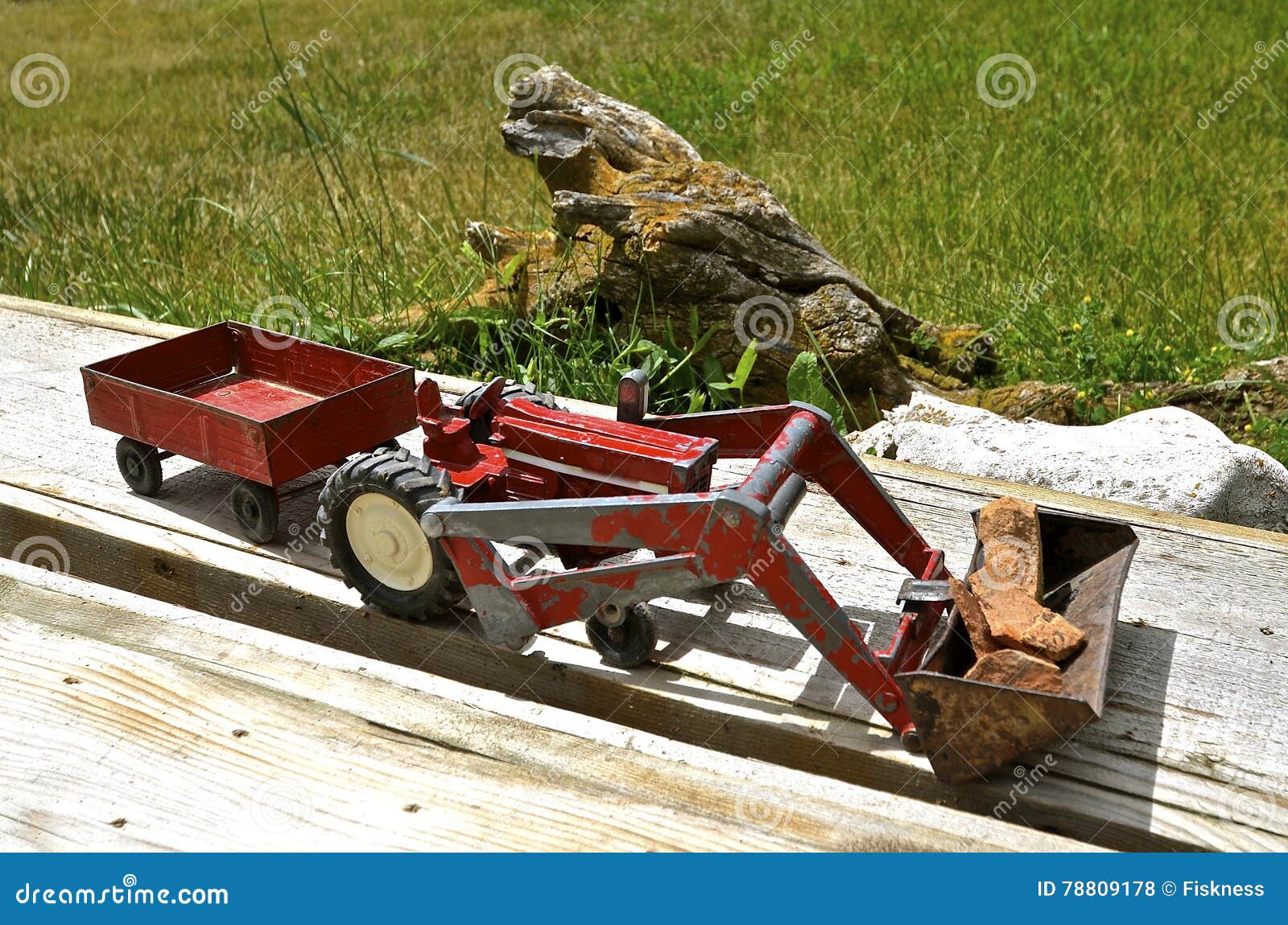 Toy Tractor, Loader, and Trailer Stock Photo - Image of tractor, small ...