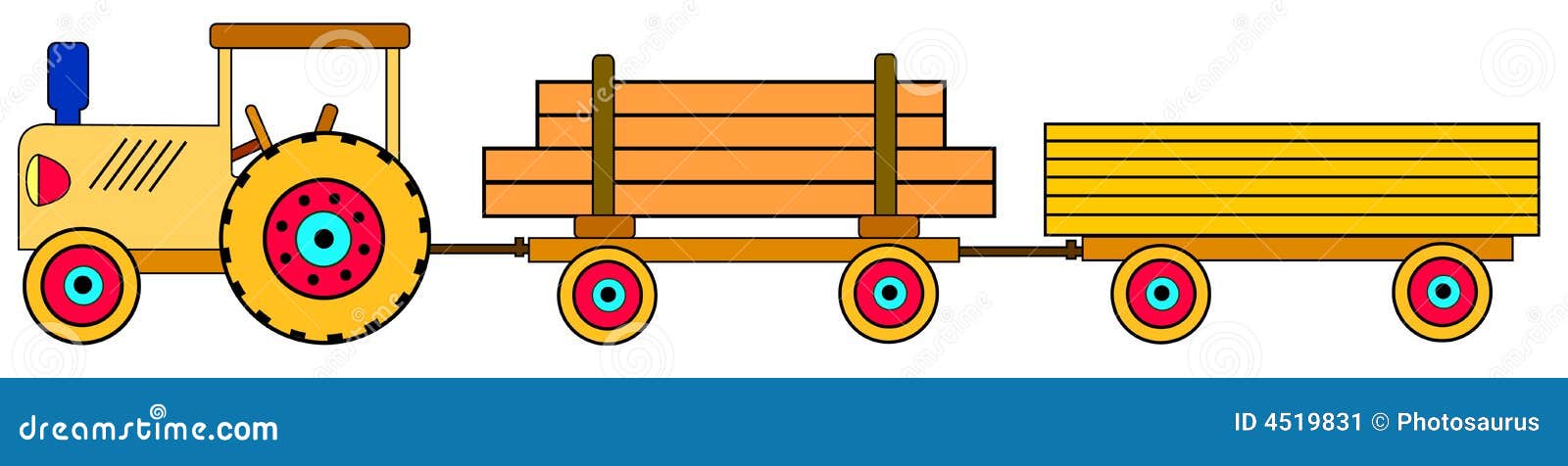 Toy Tractor With Trailers Cartoon Vector | CartoonDealer.com #4519831
