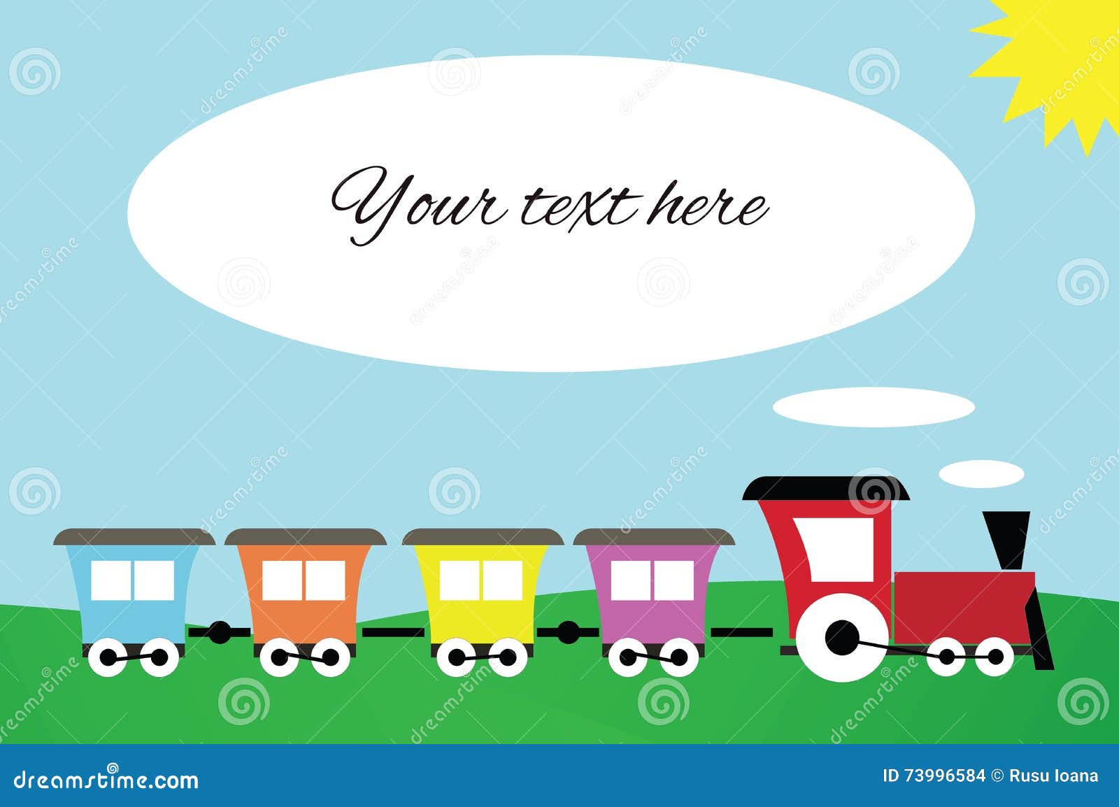 Toy train card stock illustration. Illustration of baby - 73996584