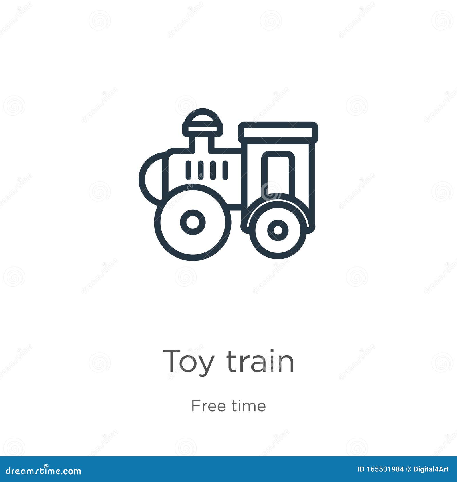 Toy Train Icon. Thin Linear Toy Train Outline Icon Isolated on White ...