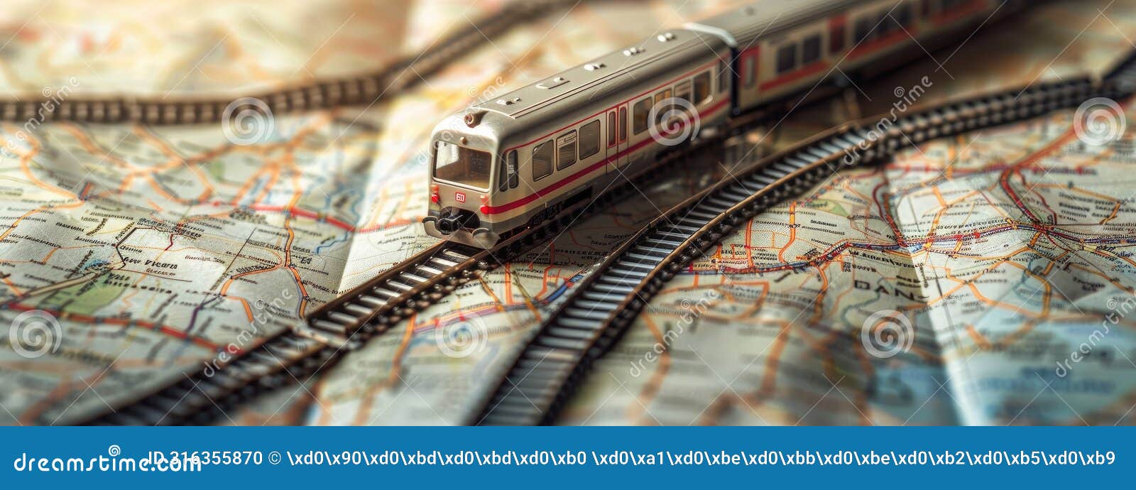 Toy Train on Map Travel Concept Stock Illustration - Illustration of ...