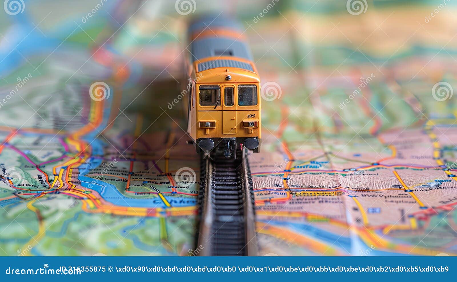 Toy Train on Map Travel Concept Stock Illustration - Illustration of ...