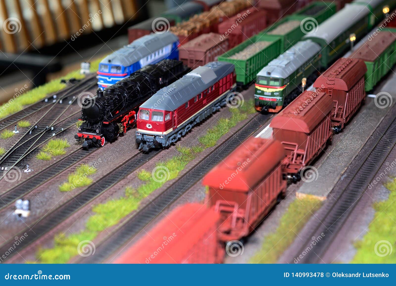 Train model on the railway stock photo. Image of building - 140993478