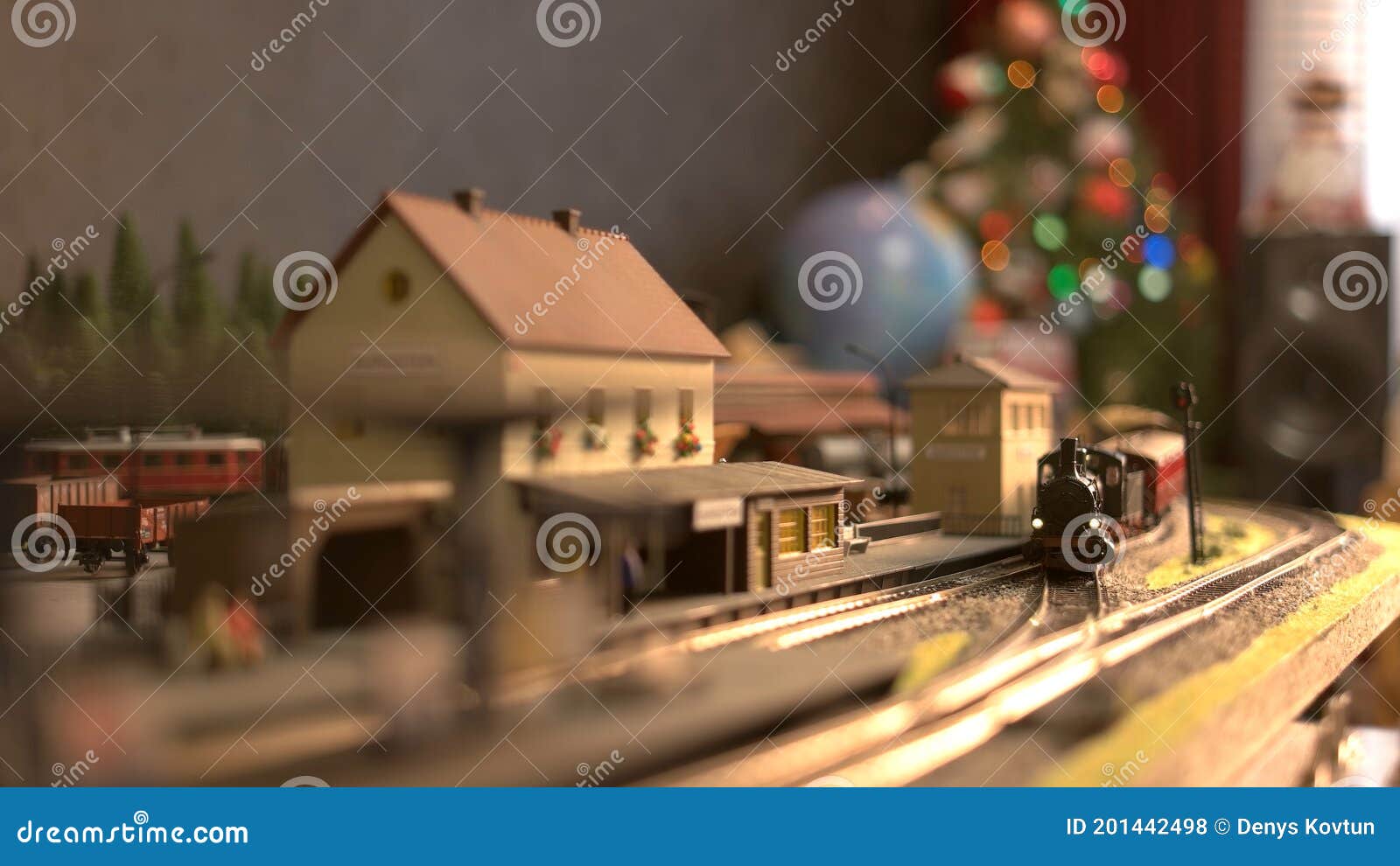Toy Train Model on a Town Railway. Stock Photo - Image of rail ...