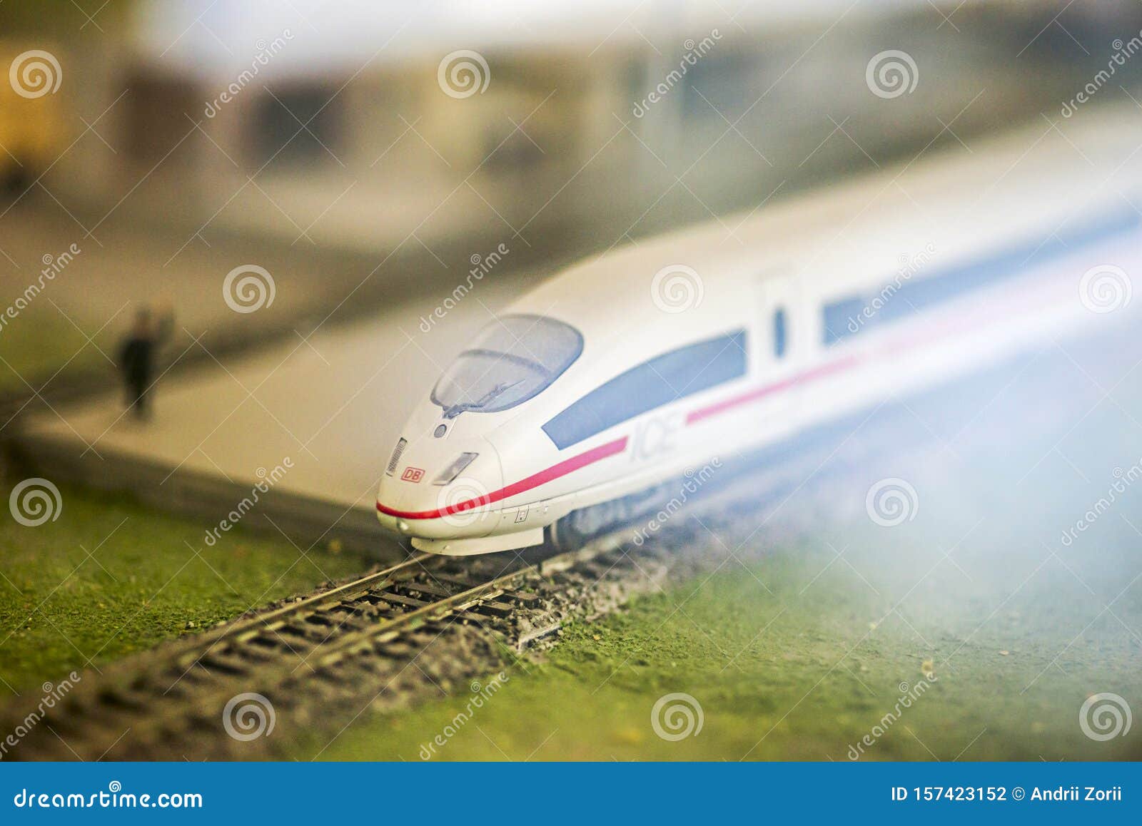 Toy Train on the Rails. Train Model on the Model Railway Stock Photo ...
