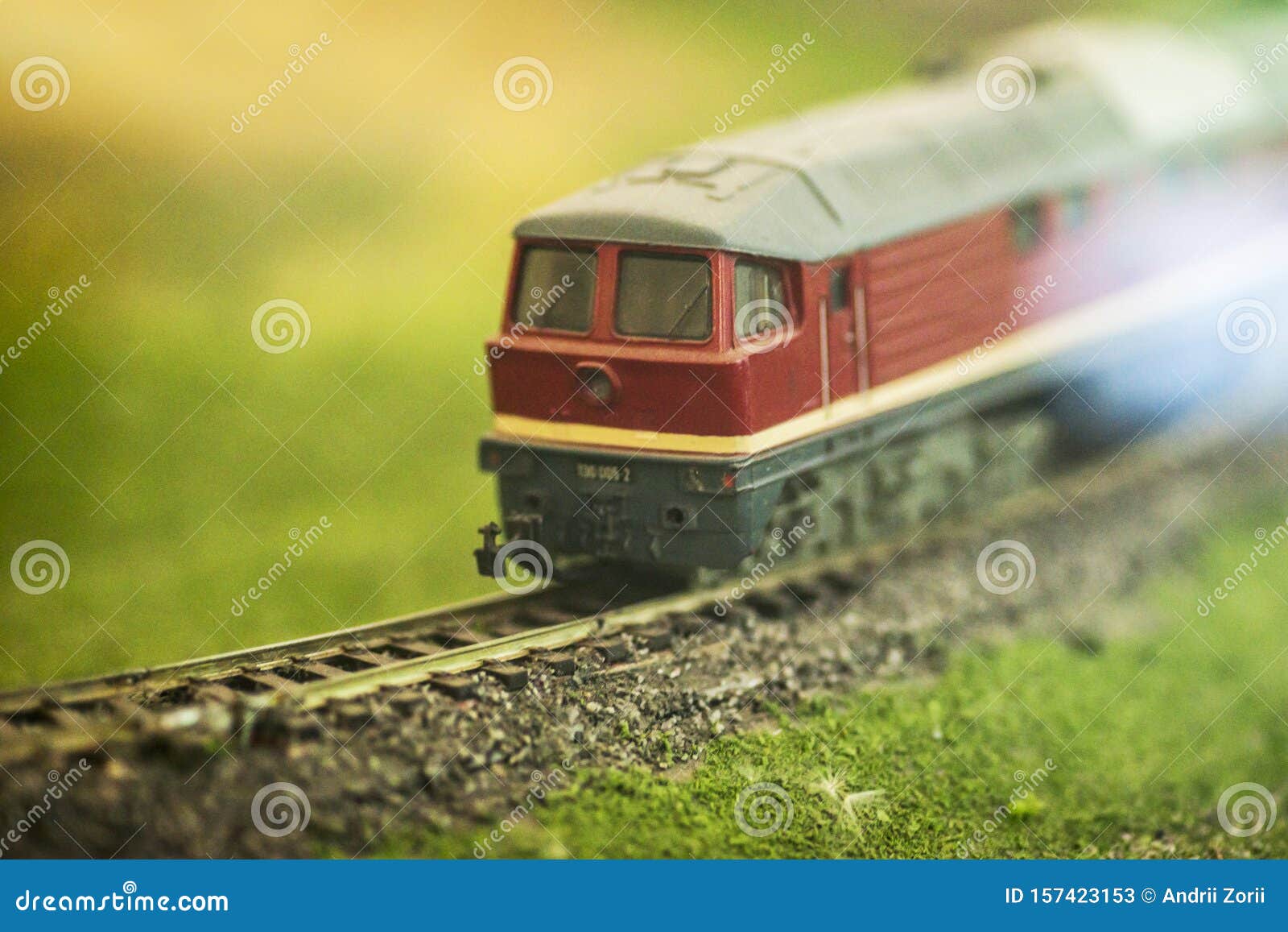 Toy Train on the Rails. Train Model on the Model Railway Stock Image ...