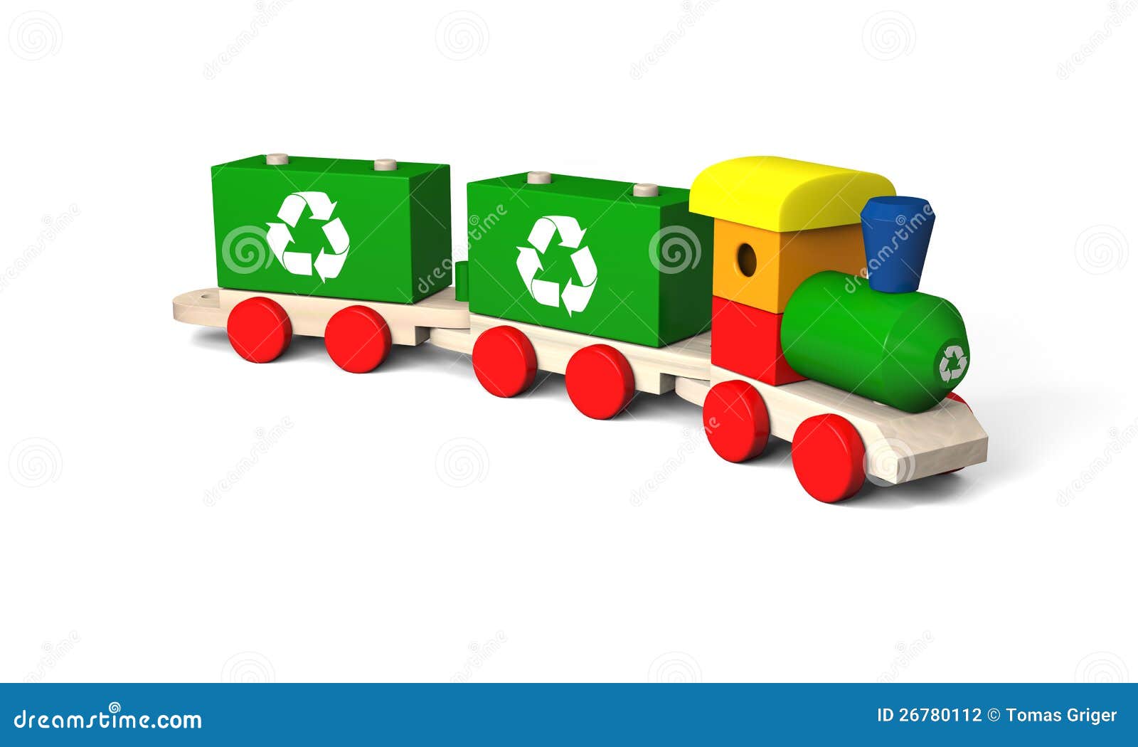 Toy Train with Recycling Symbols Stock Illustration - Illustration of ...
