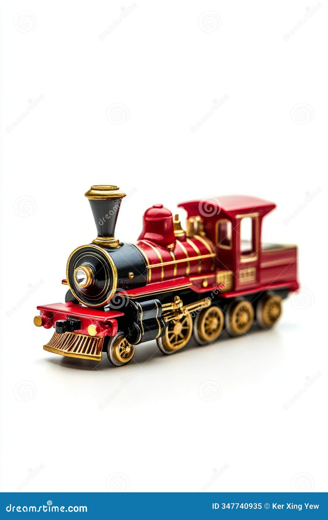 A Toy Train with a Red Engine and Black Wheels Stock Illustration ...