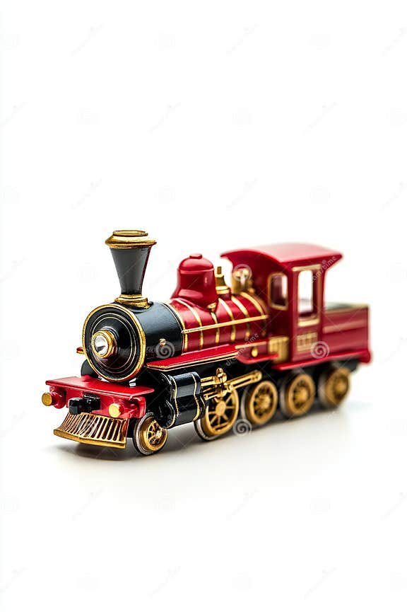 A Toy Train with a Red Engine and Black Wheels Stock Illustration ...