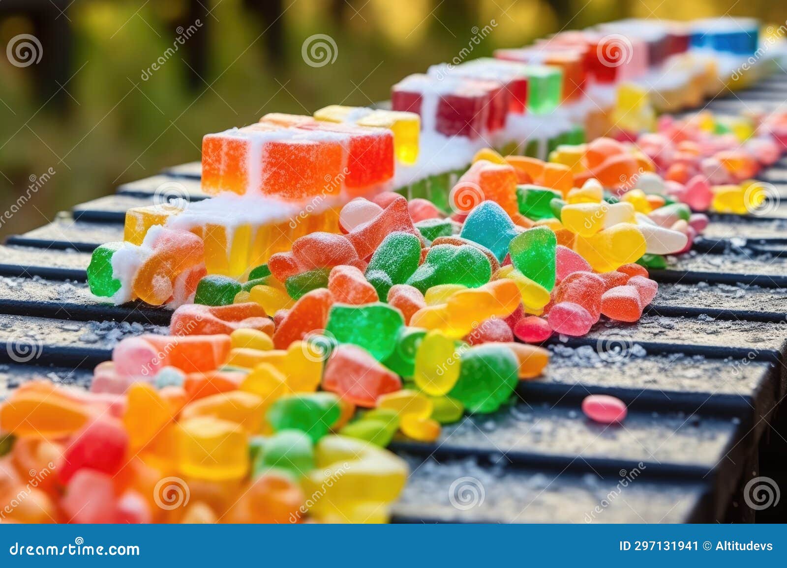 Toy Train Running Over a Bridge Made of Icing and Candy Stock Image ...