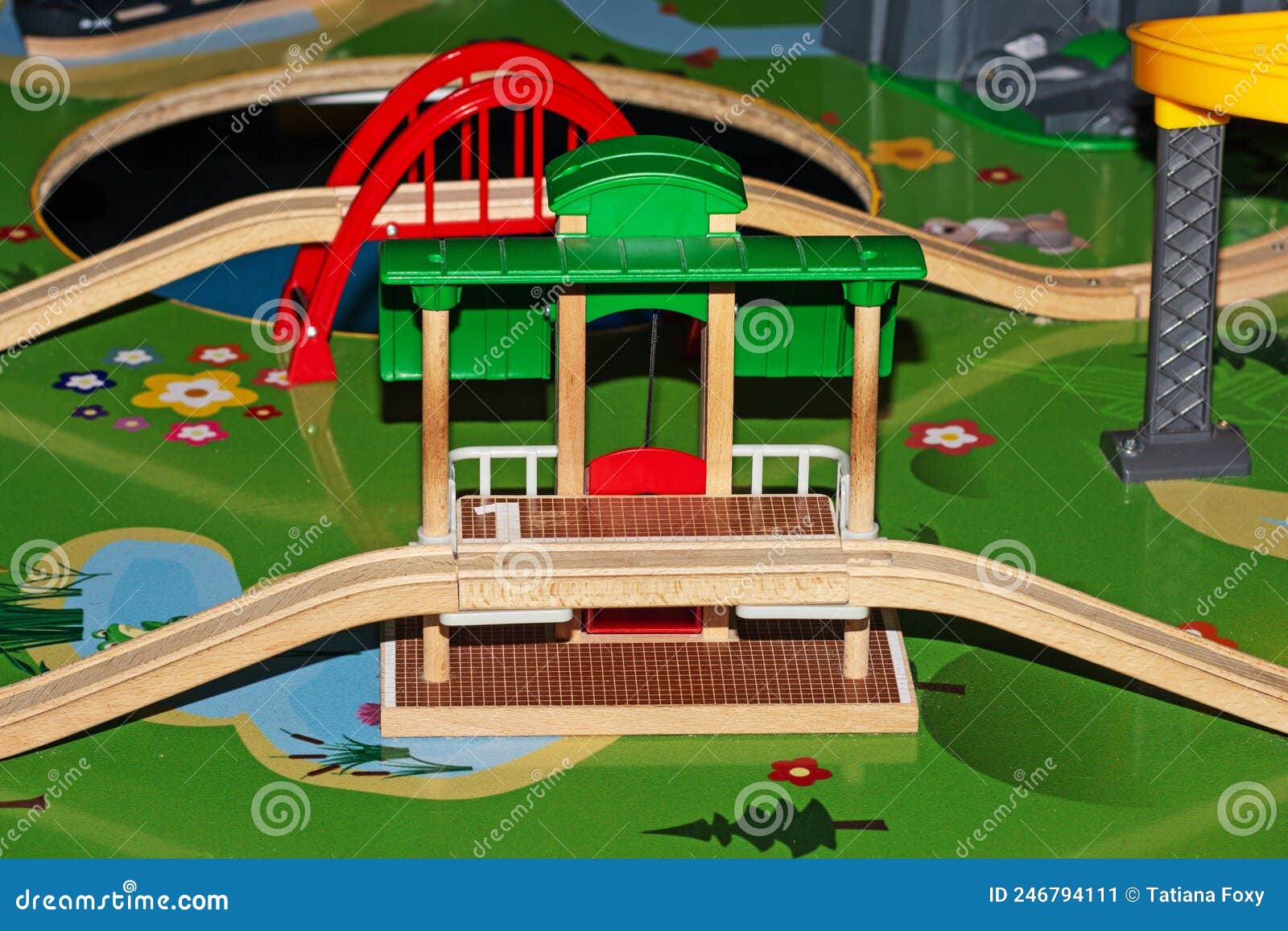 Toy train station stock image. Image of cargo, centre - 246794111