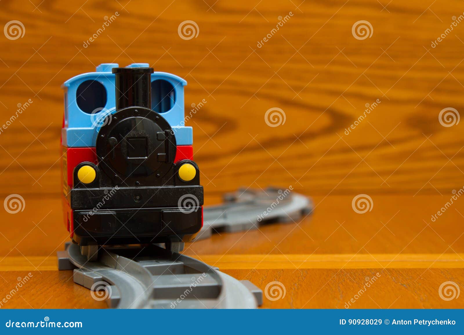 Toy Trainon Rails. Front View Stock Image - Image of railway, engine ...