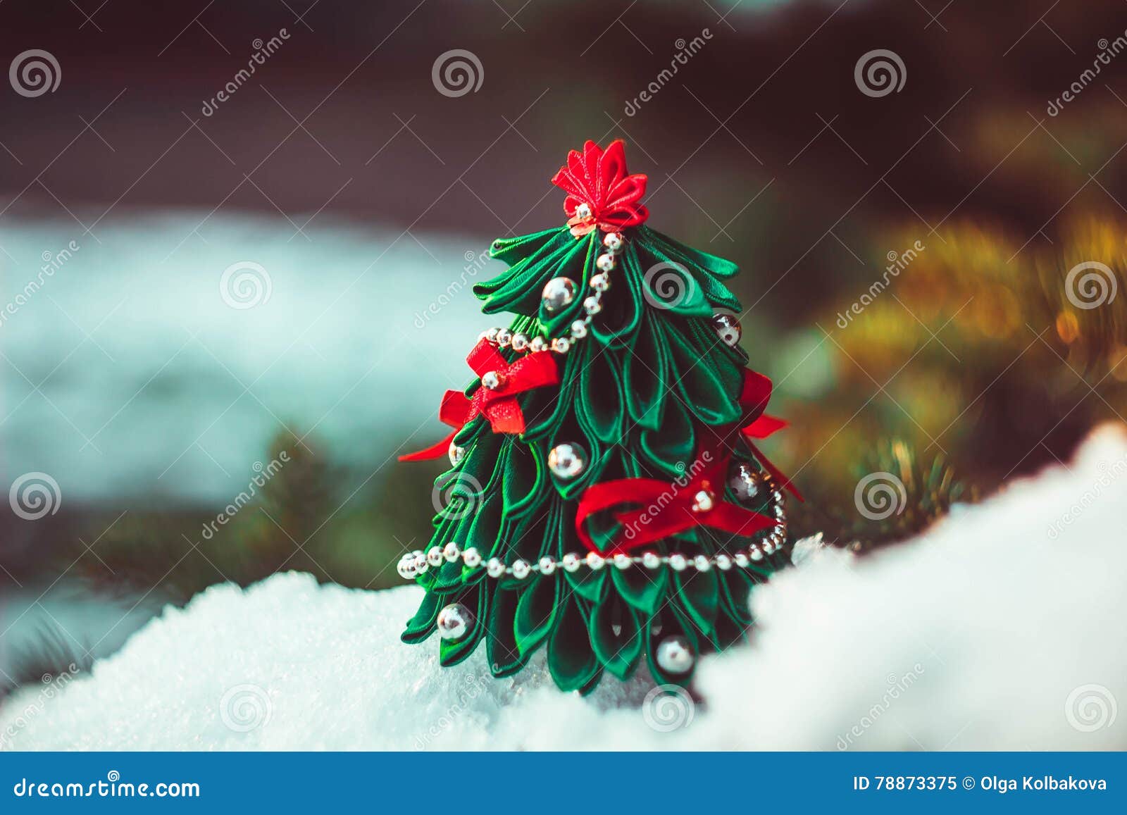 Toy tree in the snow stock image. Image of decorated - 78873375