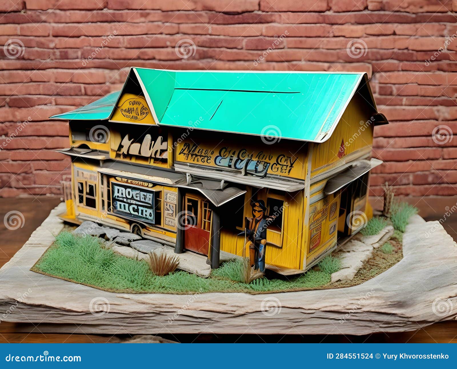 Toy Vintage Tin Building from 1960. Stock Illustration - Illustration ...