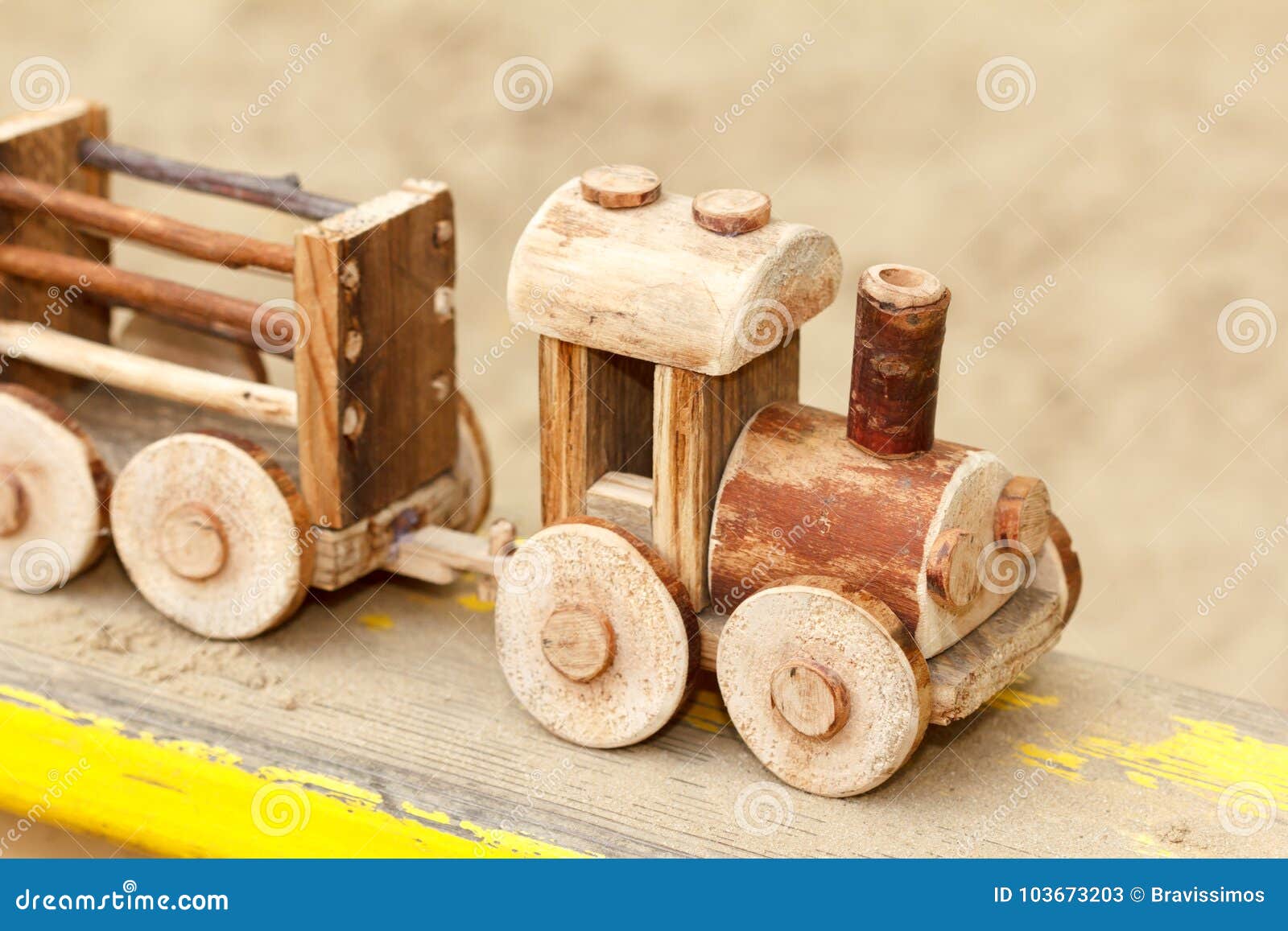 Toy Wooden Homemade Train. DIY Making Stock Image - Image of homemade ...