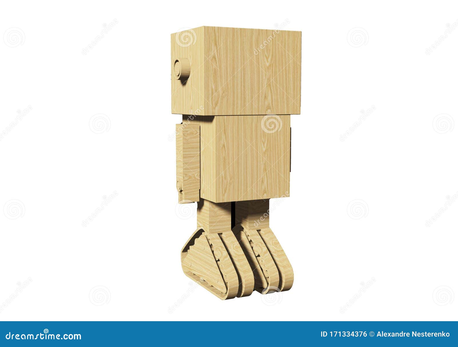 Toy Wooden Robot 3d Rendering Model Stock Illustration - Illustration ...