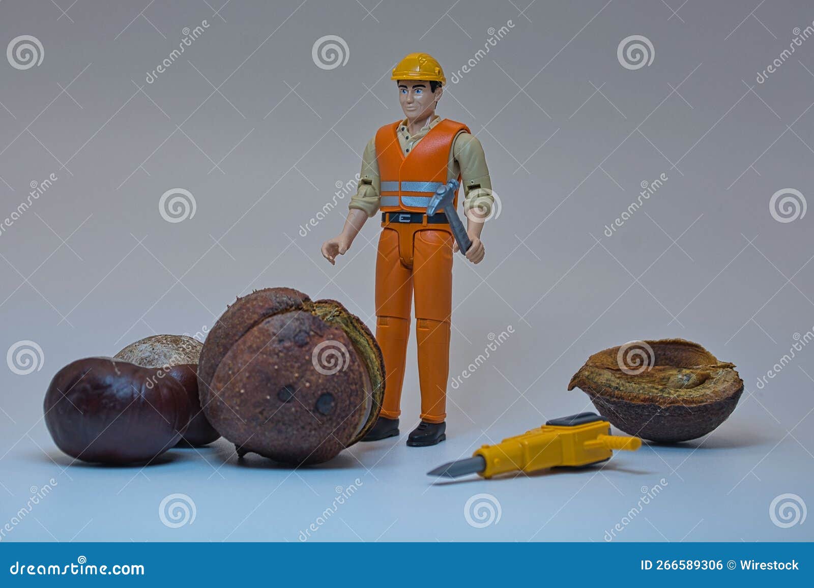 Toy Worker with Construction Equipment Stock Photo - Image of industry ...
