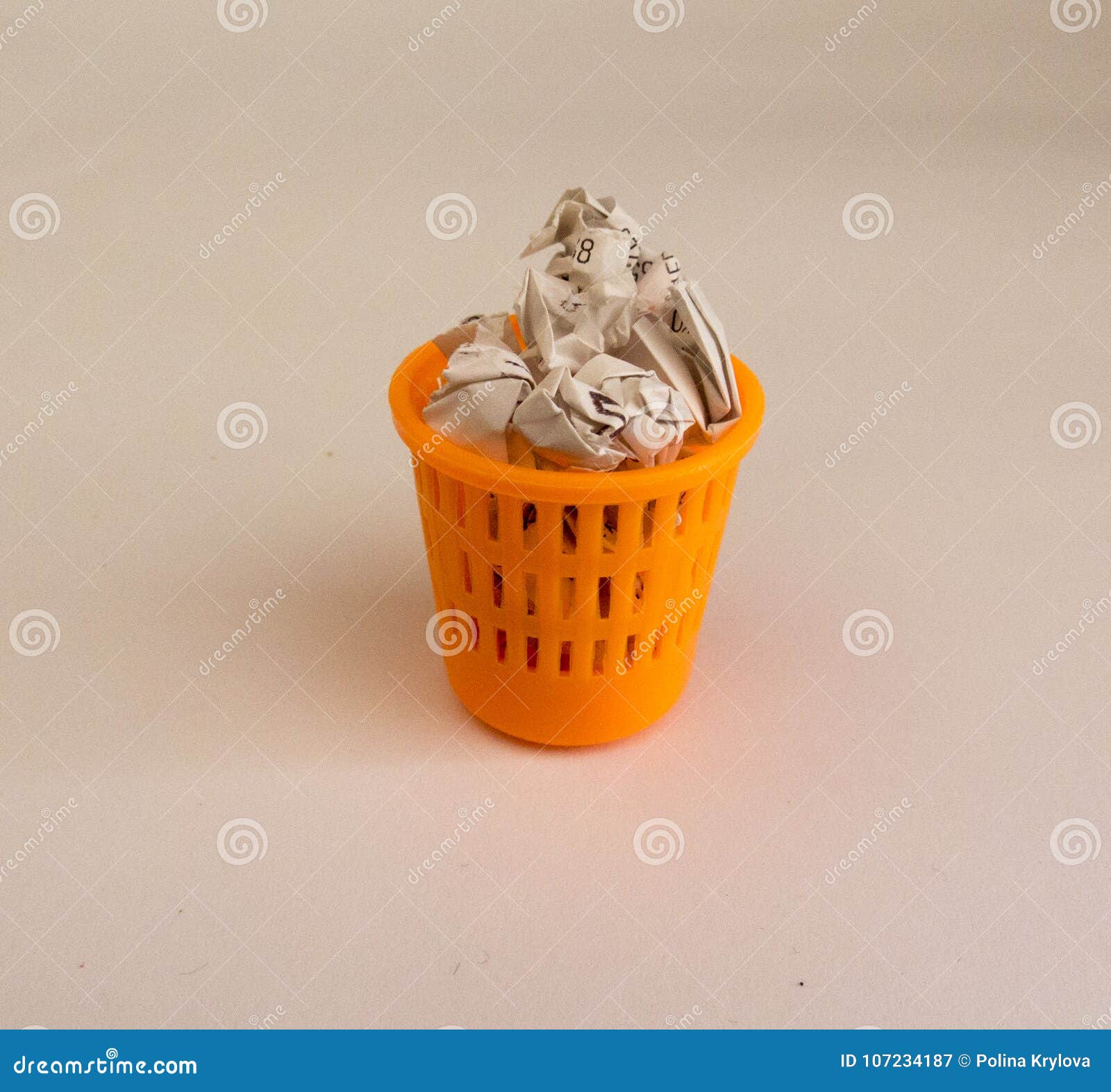 Filled Garbage Basket on White Background Stock Image - Image of white ...