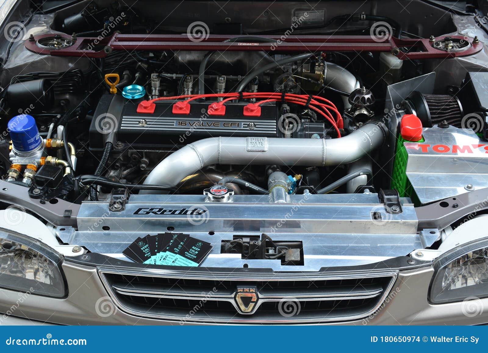 Engine, Motor Lada Prior. Open The Hood. Engine Compartment Editorial ...