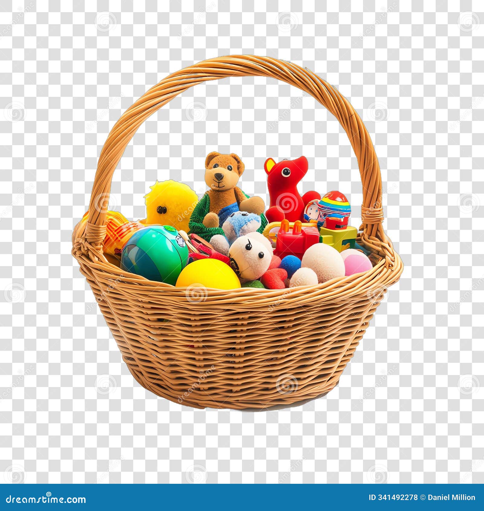 Toys basket stock illustration. Illustration of colorful - 341492278