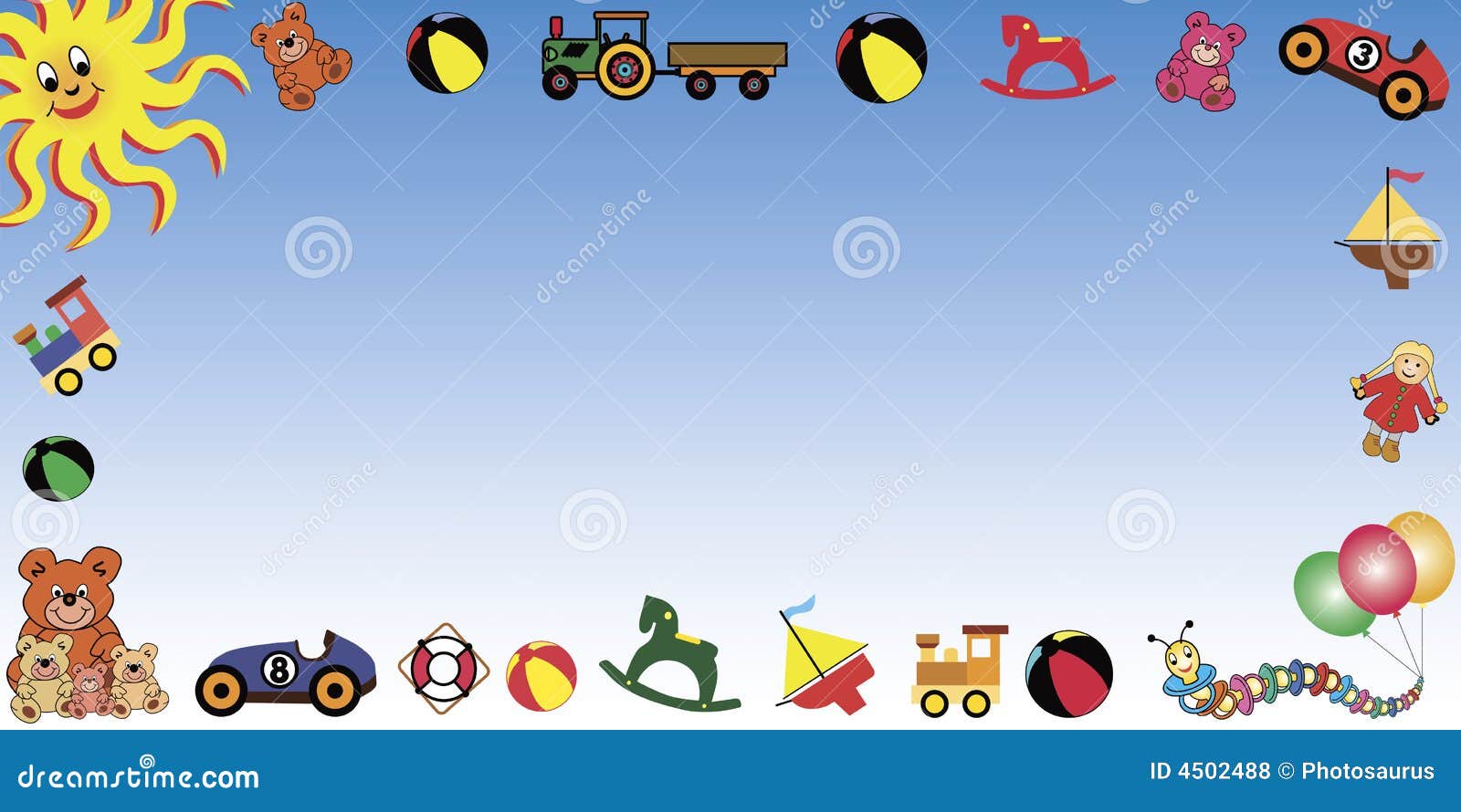 Toys border horizontal stock vector. Illustration of element - 4502488