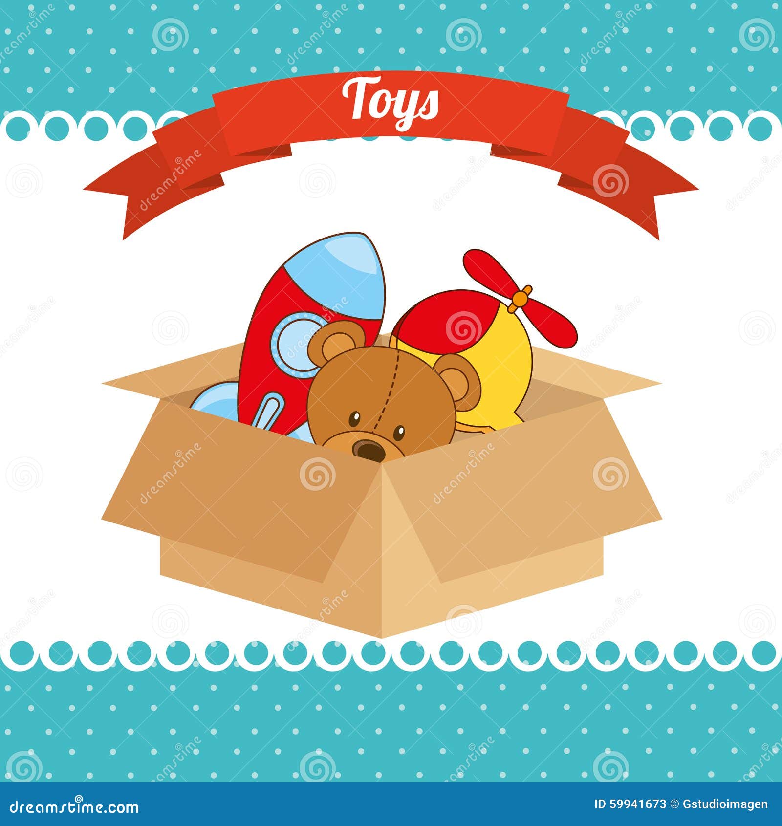 Toys box stock vector. Illustration of game, design, toys - 59941673