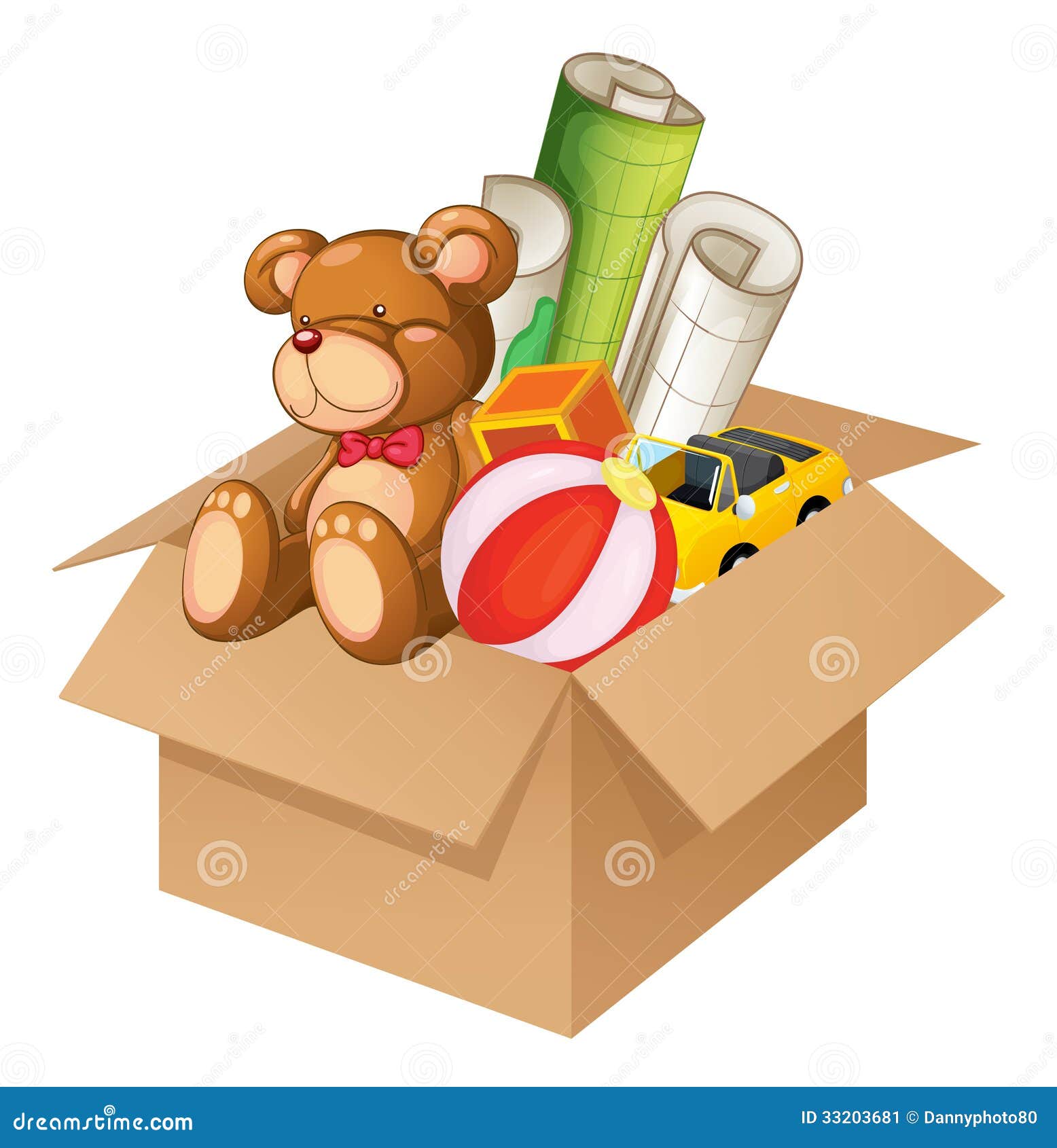 Toys in a box stock vector. Illustration of rolled, truck - 33203681
