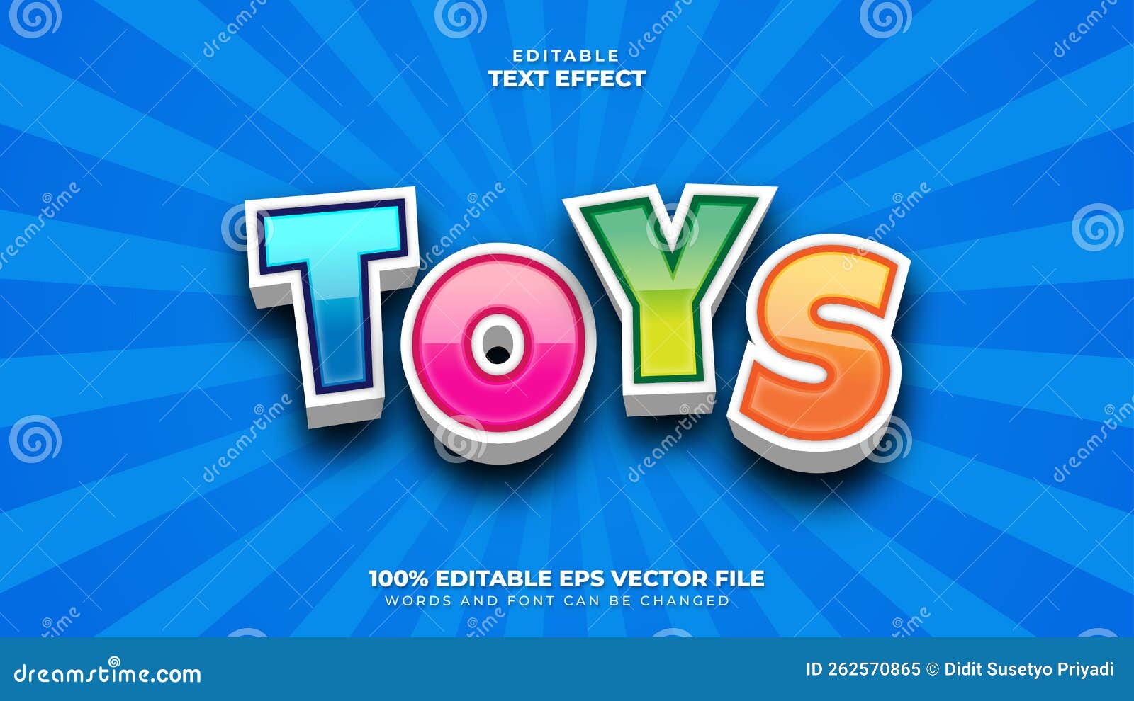 Toys 3D Text Effect, Editable Text Effect Stock Vector - Illustration ...