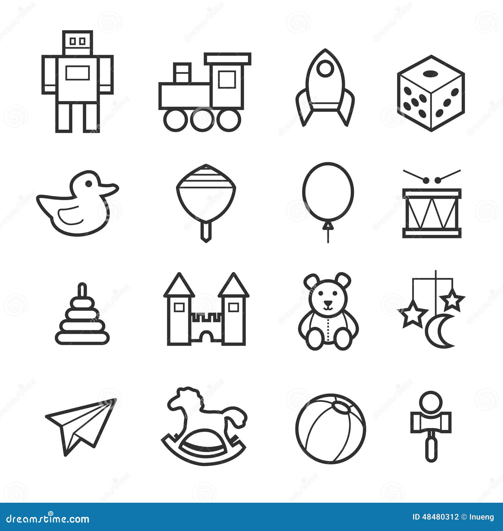 Toys icon collection stock vector. Illustration of gift - 48480312