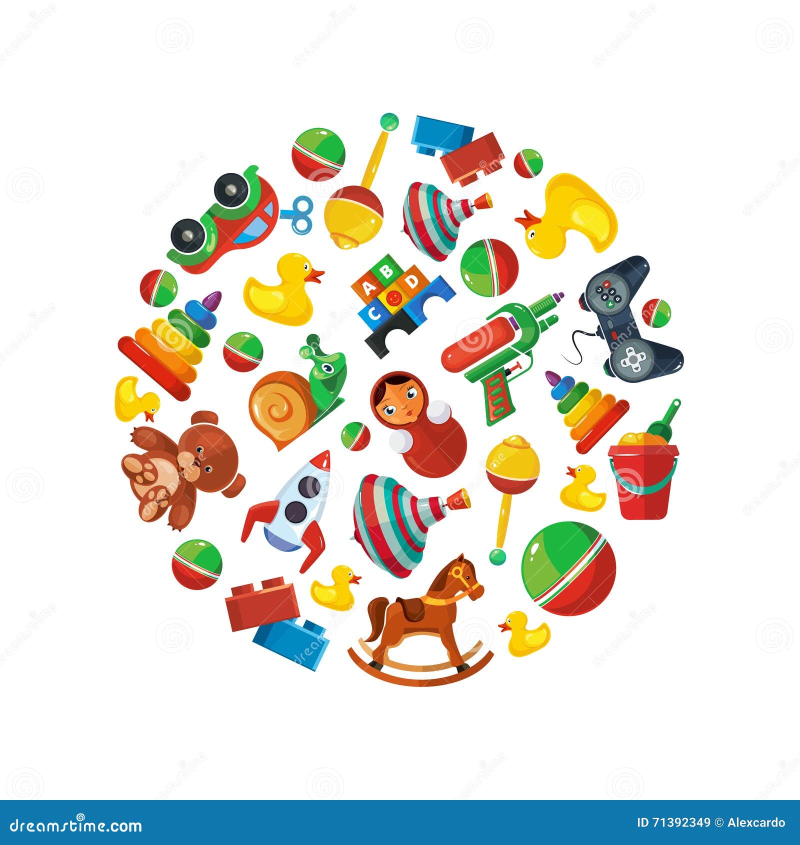 Toys Icons for Kids in Circle Shape Stock Vector - Illustration of ...