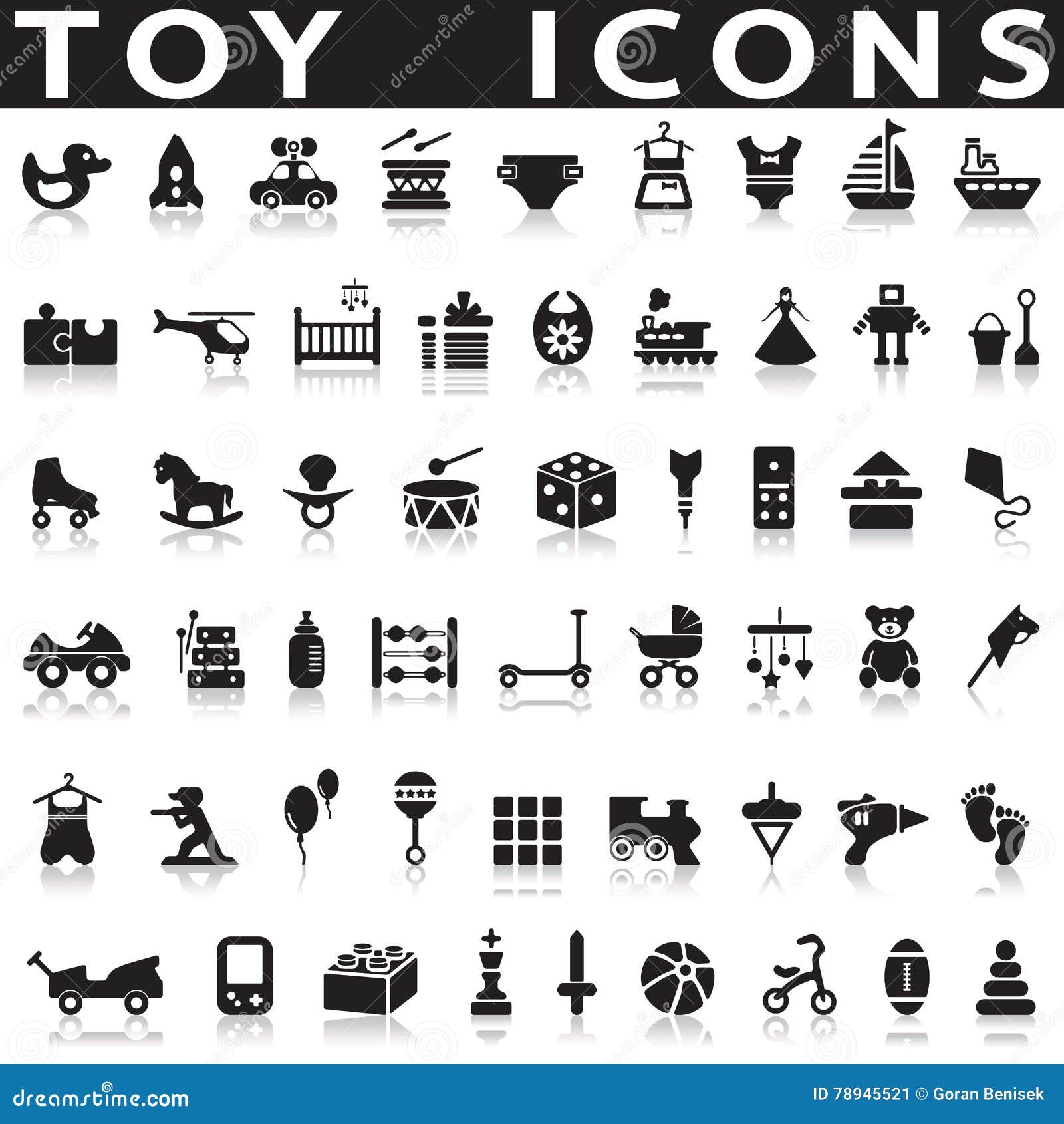 Toys, Icons, Sketch, Illustration, Set, Clip Art, Hand Drawing Cartoon ...