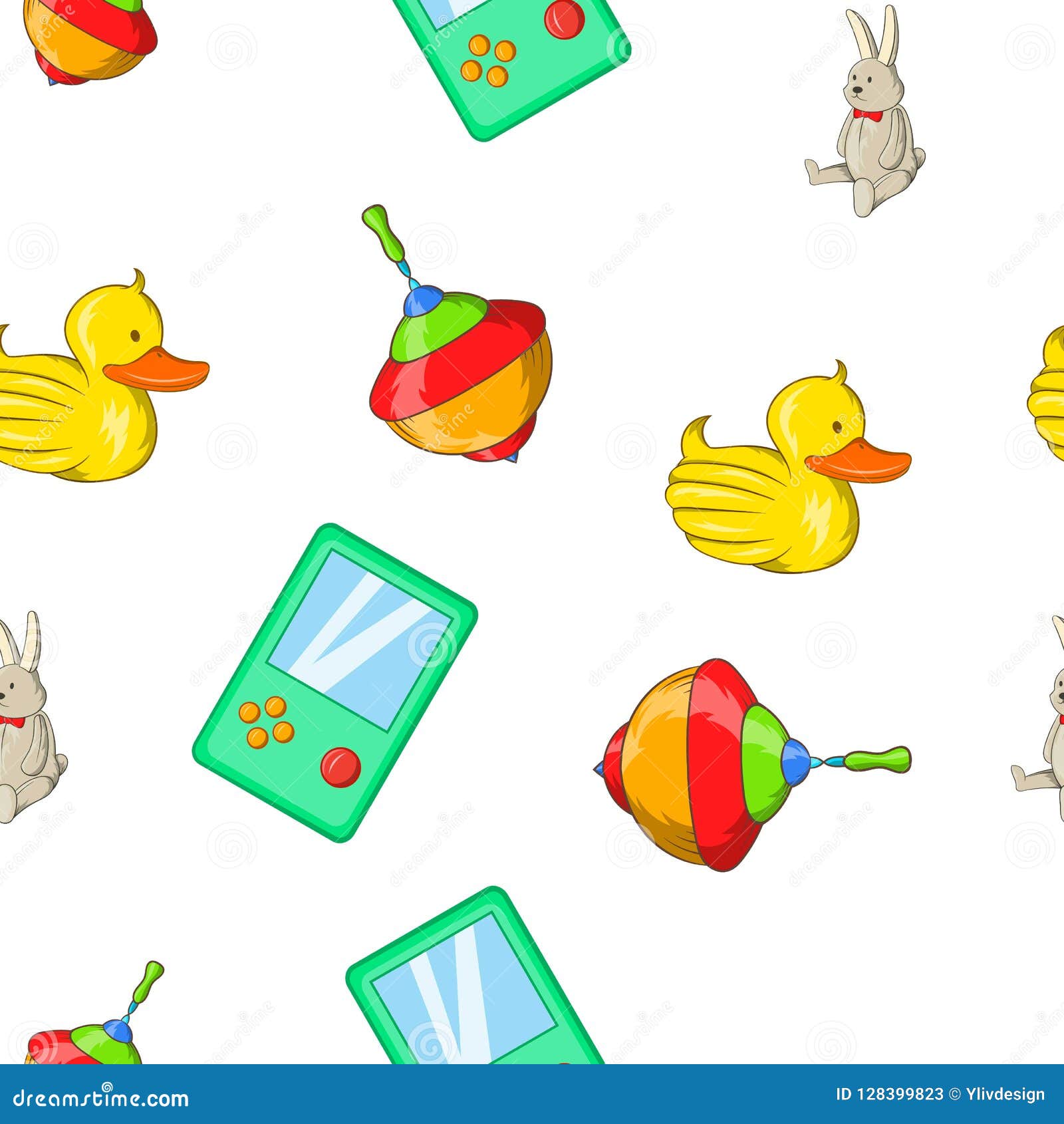 Toys Kid Pattern, Cartoon Style Stock Illustration - Illustration of ...