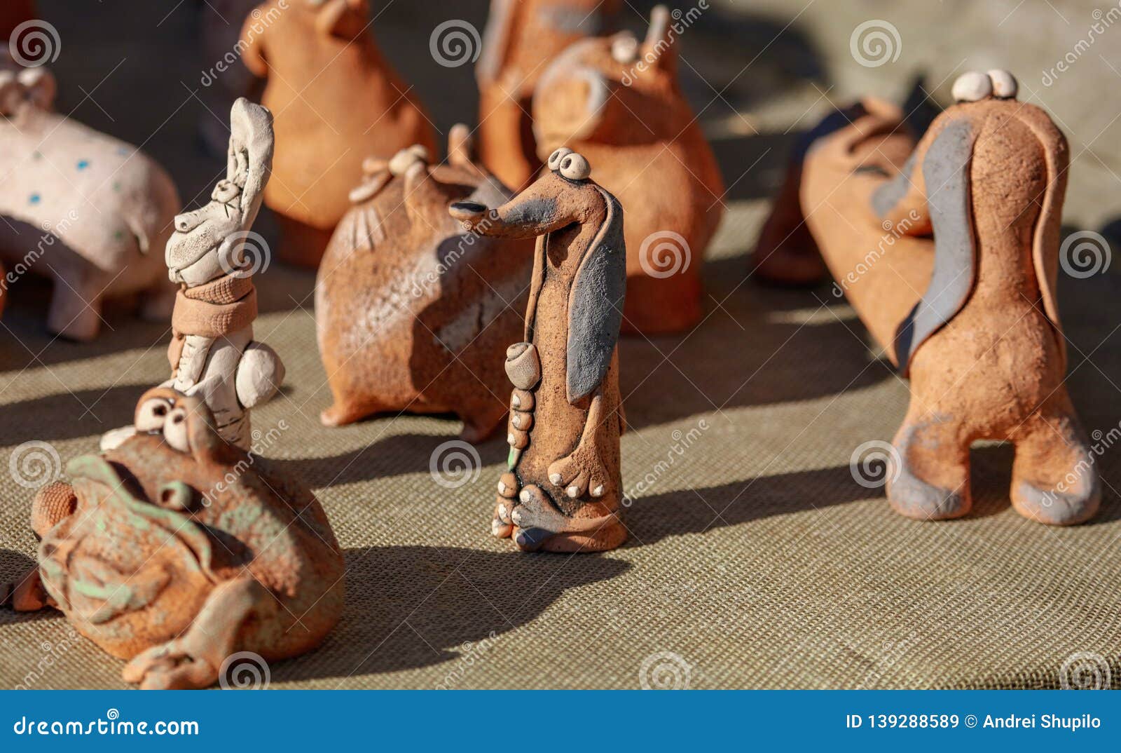 Toys Molded from Red Clay in Hand Stock Image - Image of handcraft ...