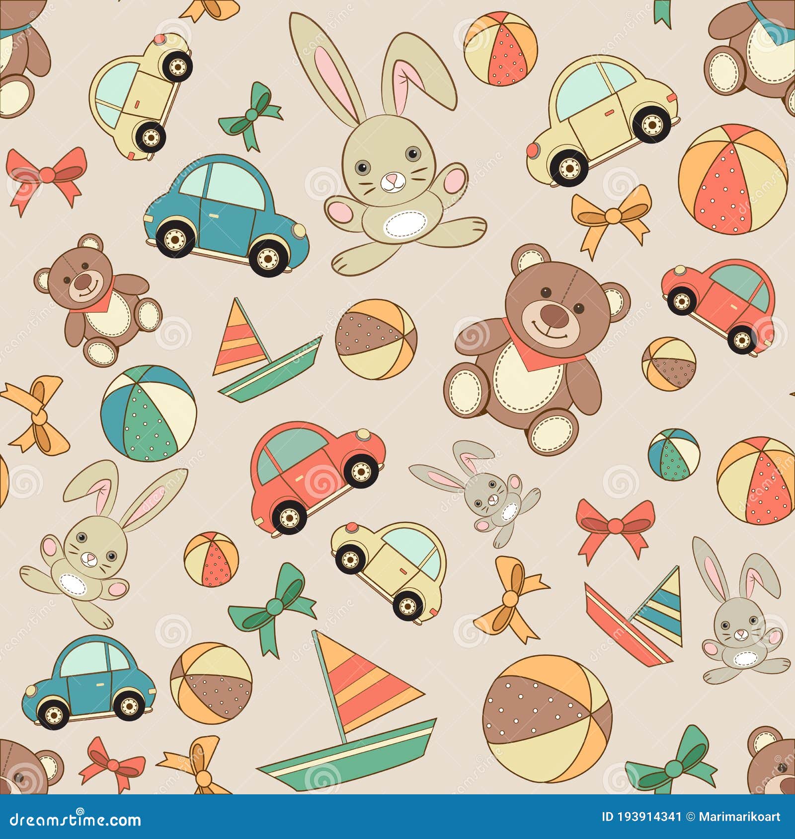 Seamless Toy Pattern in Retro Style Stock Vector - Illustration of ...