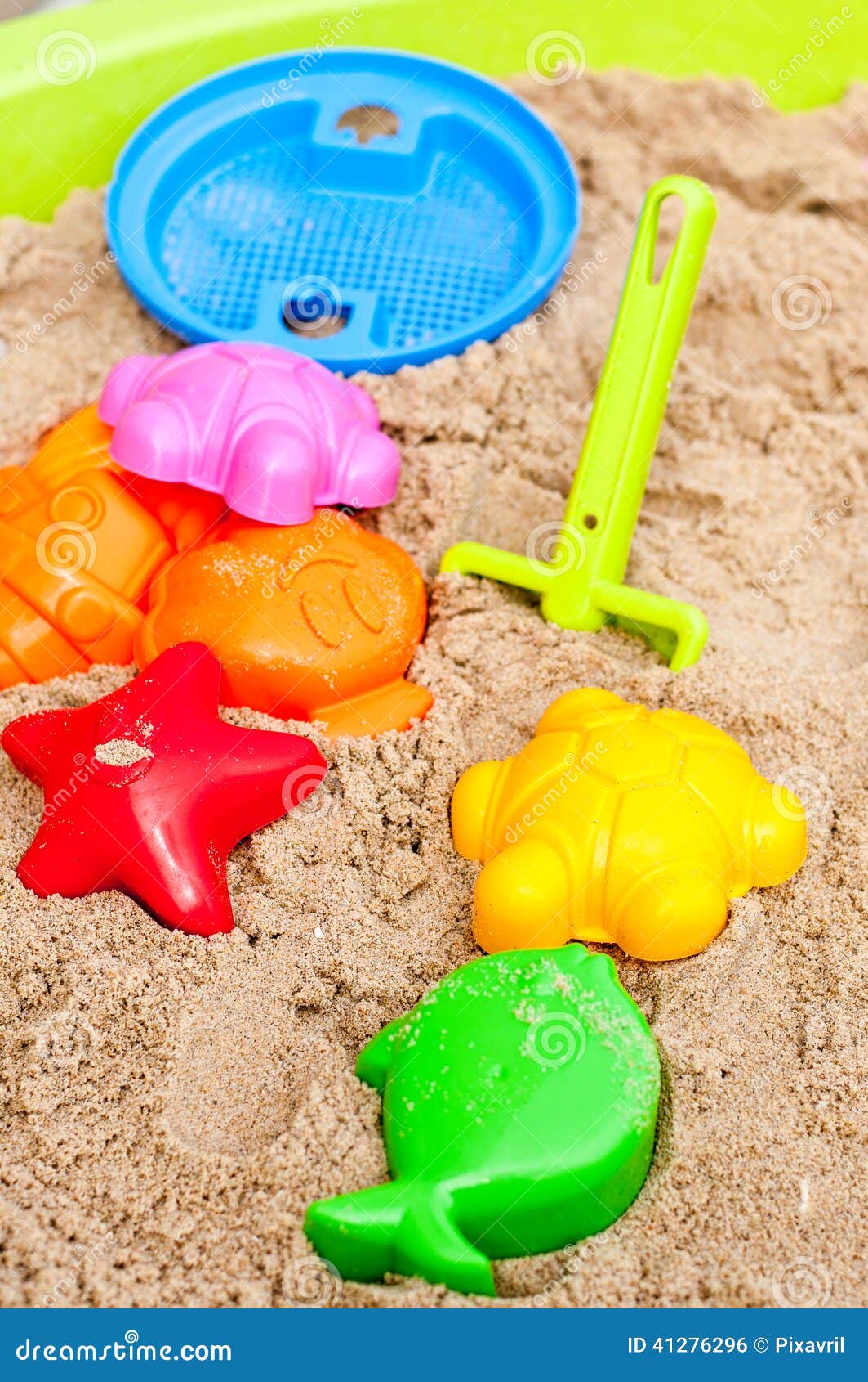 Toys in sandbox stock photo. Image of blue, leisure, shovel - 41276296