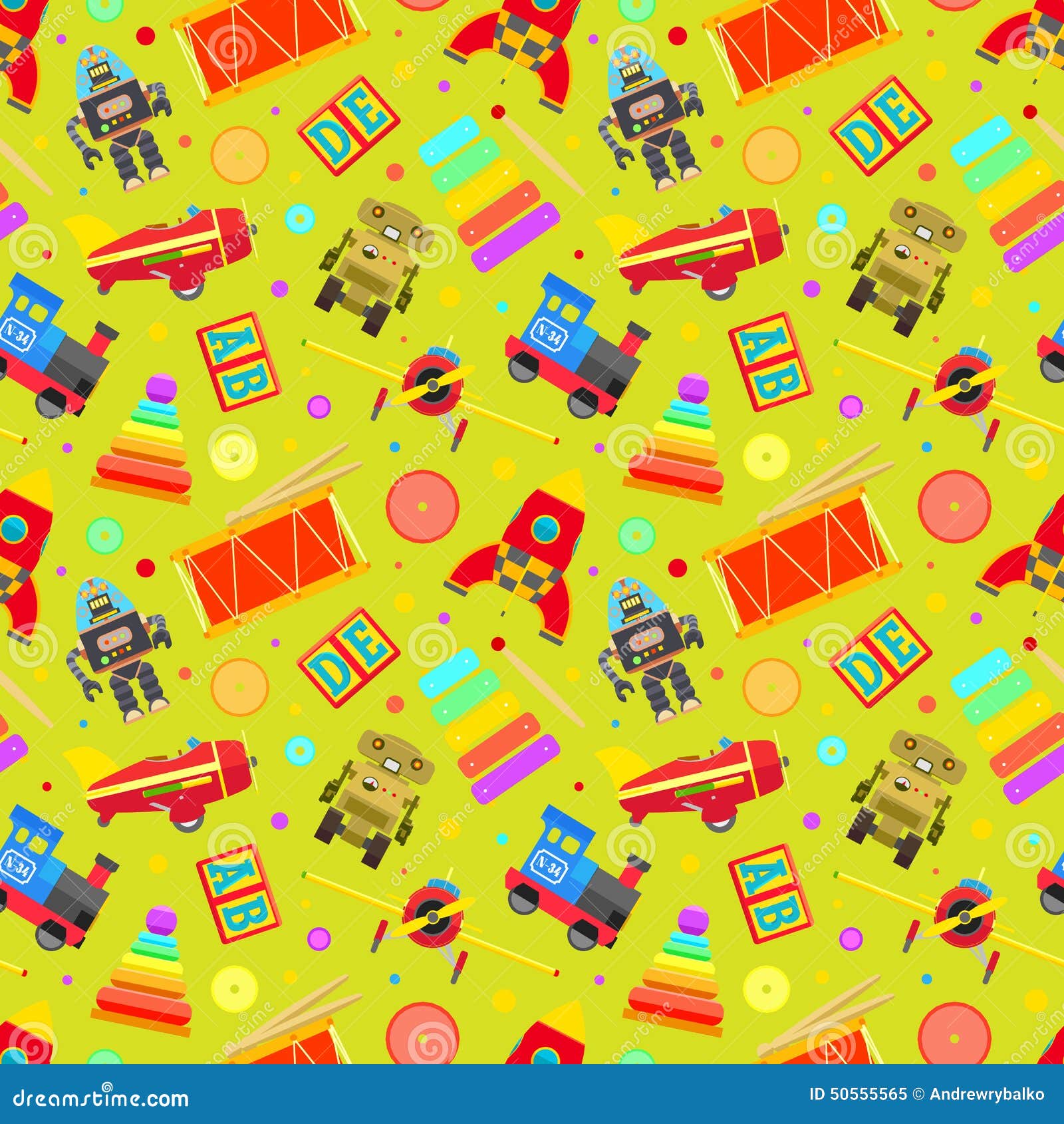 Toys seamless pattern stock vector. Illustration of rocket - 50555565