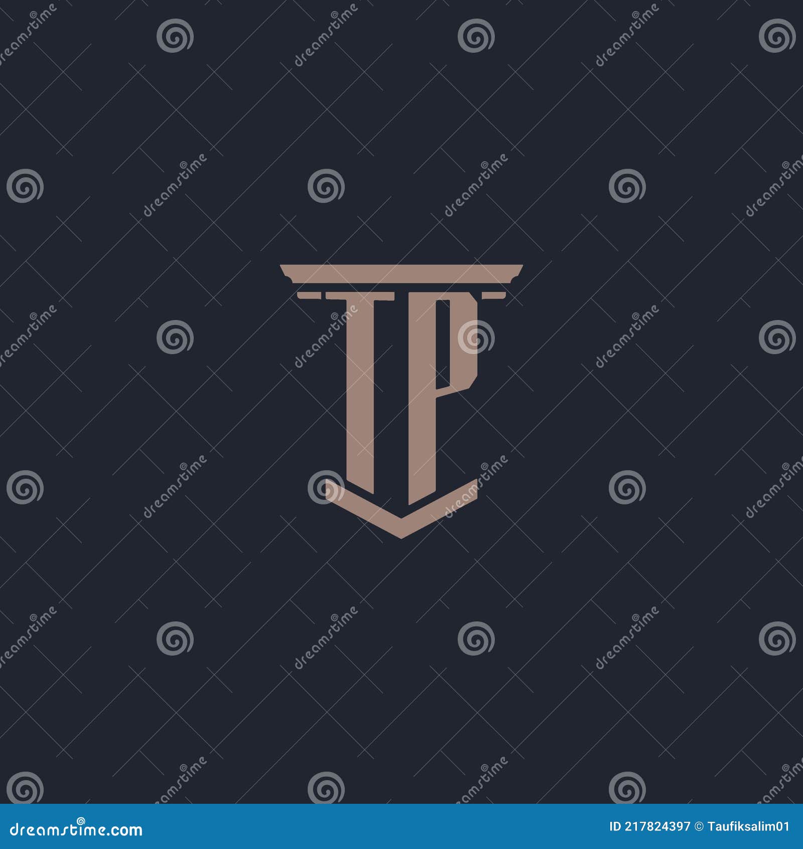 TP Initial Monogram Logo with Pillar Style Design Stock Vector ...