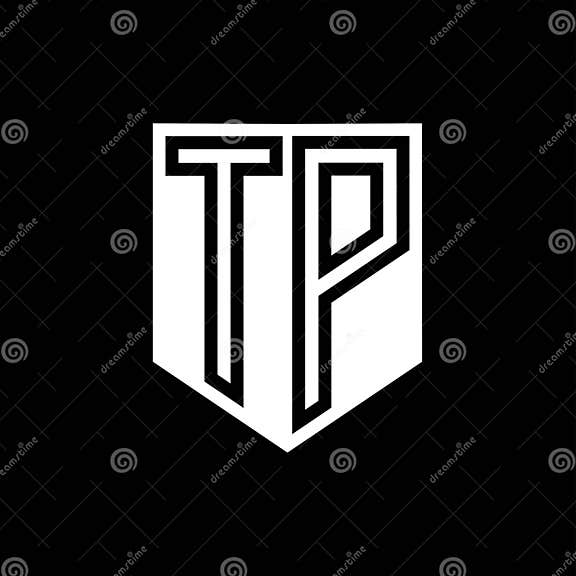 TP Logo Monogram Shield Geometric Black Line Inside White Shield Color Design Stock Vector ...