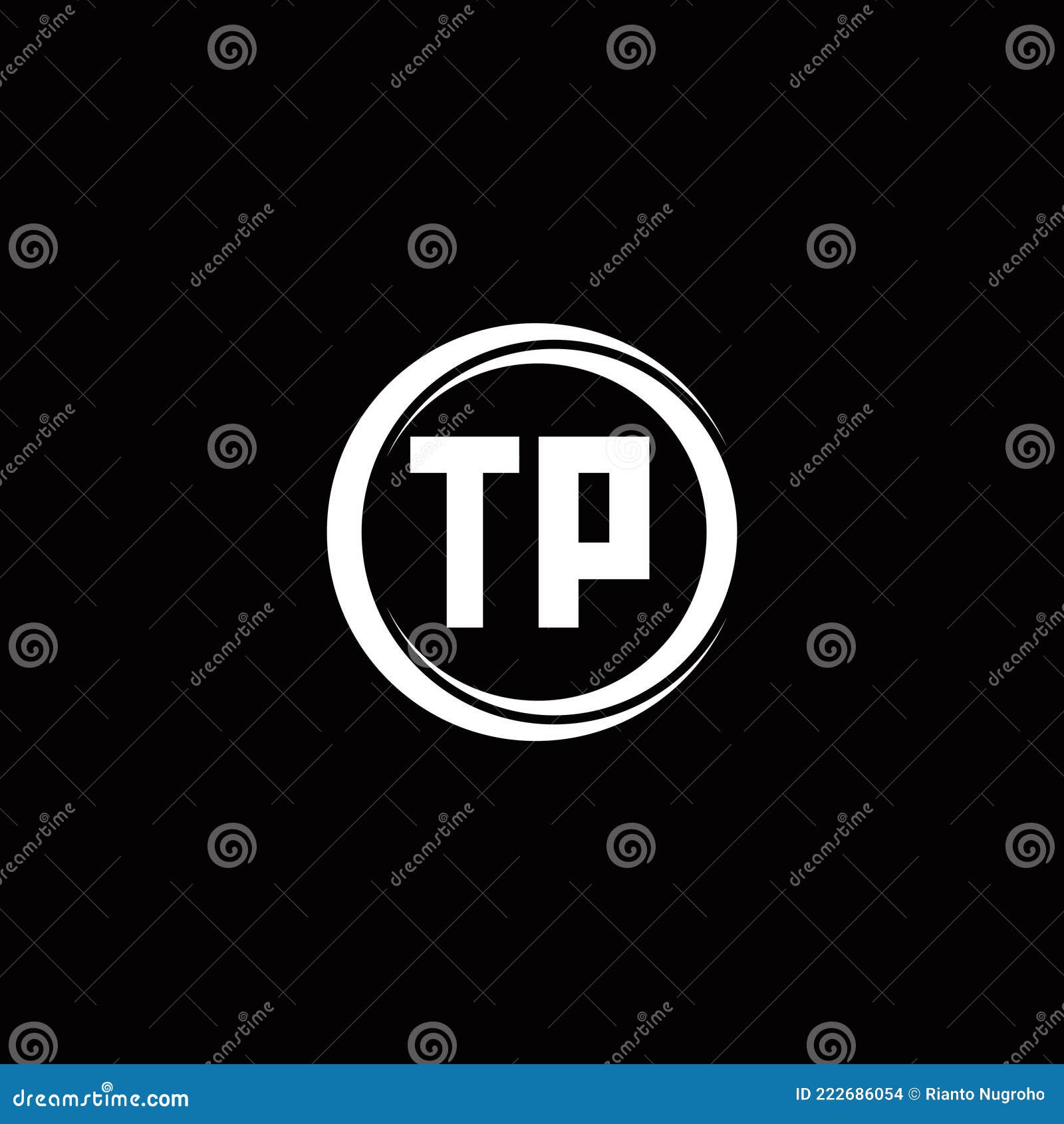 TP Logo Initial Letter Monogram with Circle Slice Rounded Design ...