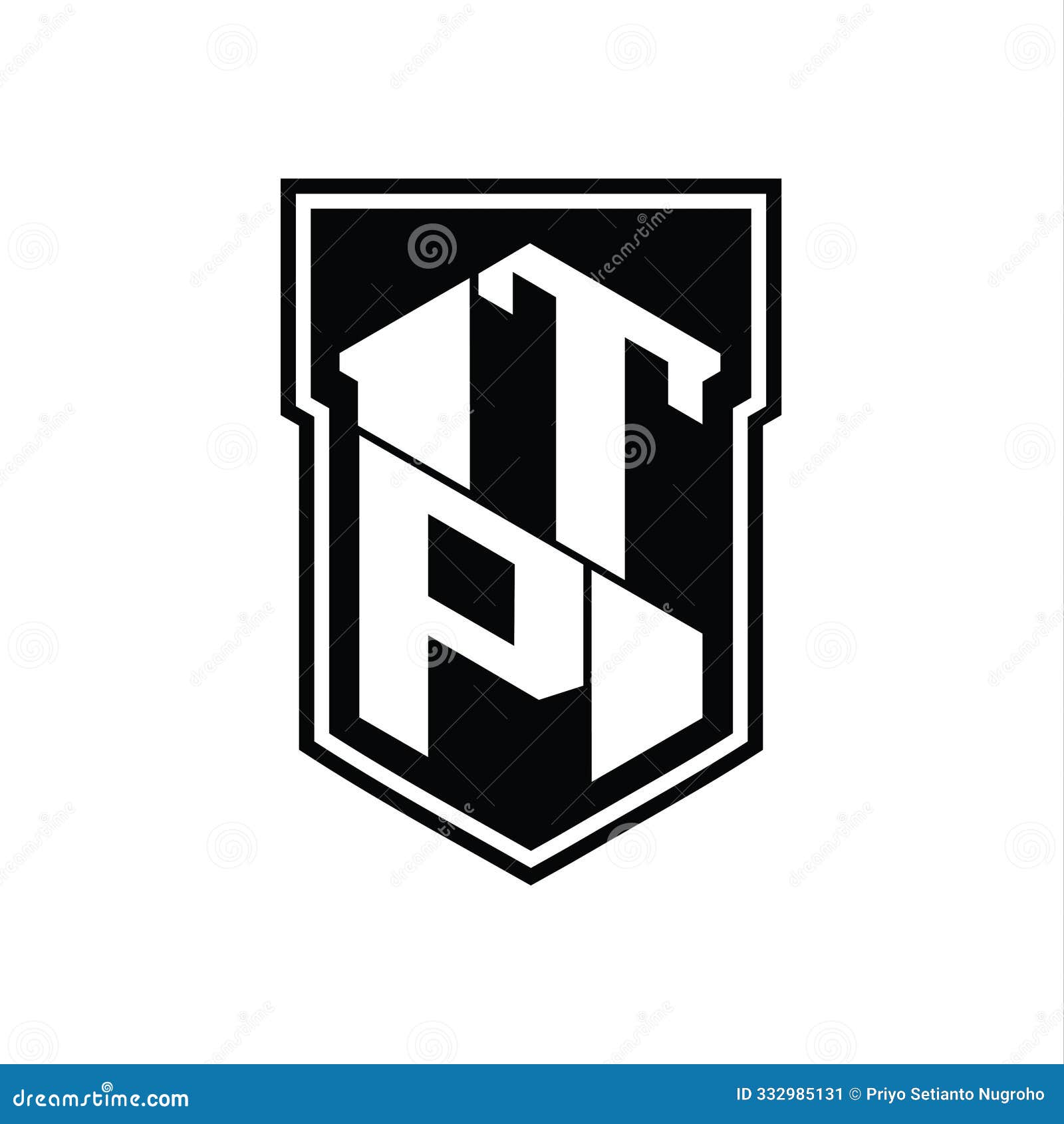 TP Logo Monogram Hexagon Geometric Up and Down Inside Shield Isolated ...