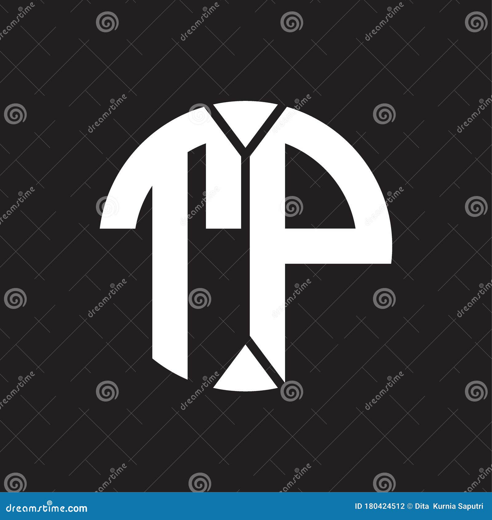 TP Logo Monogram with Piece Circle Ribbon Style Stock Vector ...