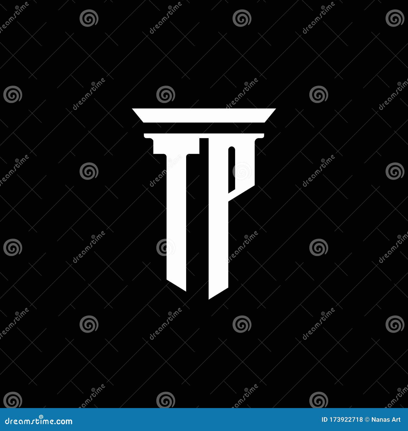 TP Monogram Logo with Emblem Style Isolated on Black Background Stock ...